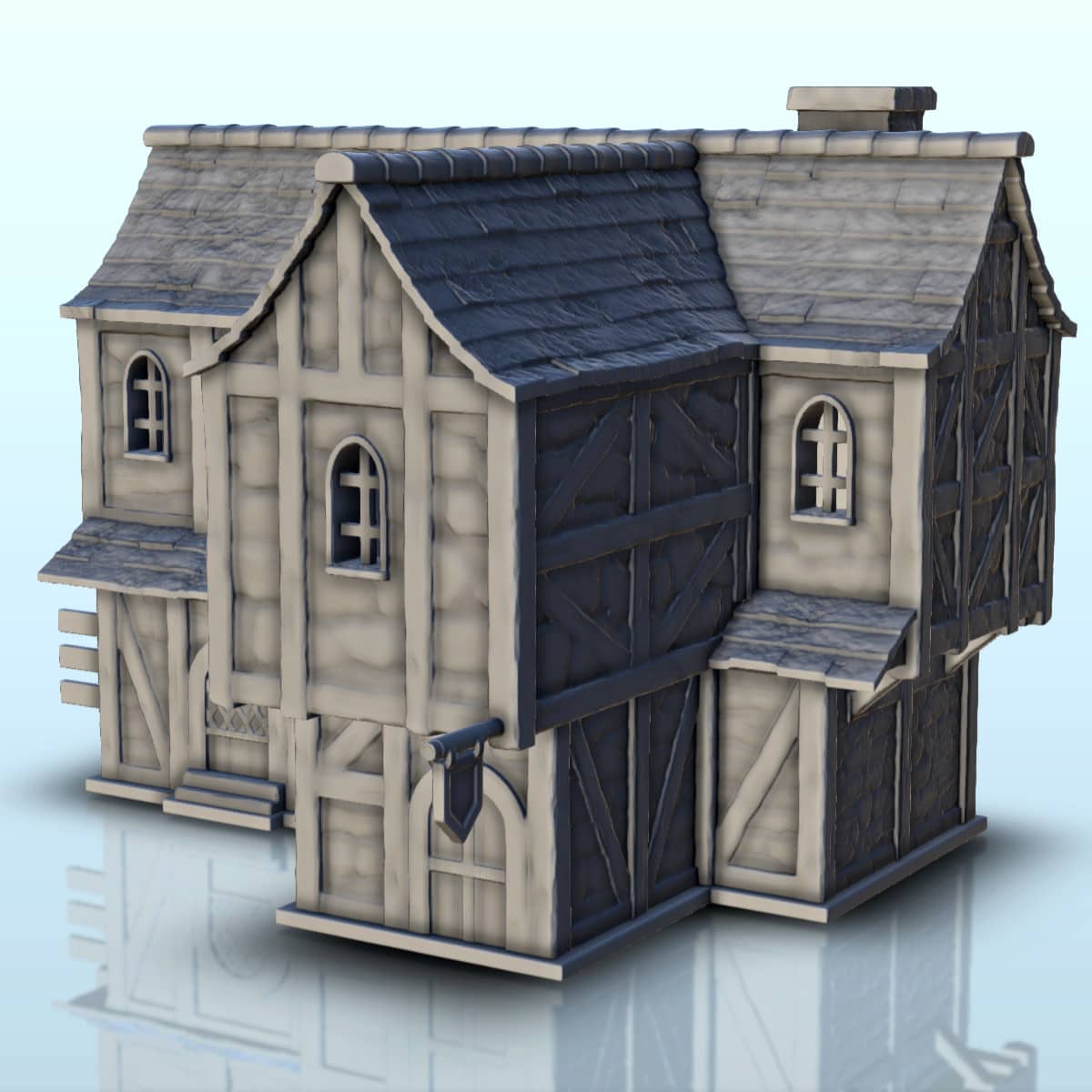 Medieval half-timbered house with flag (6) by Hartolia Miniatures - Wargaming3D