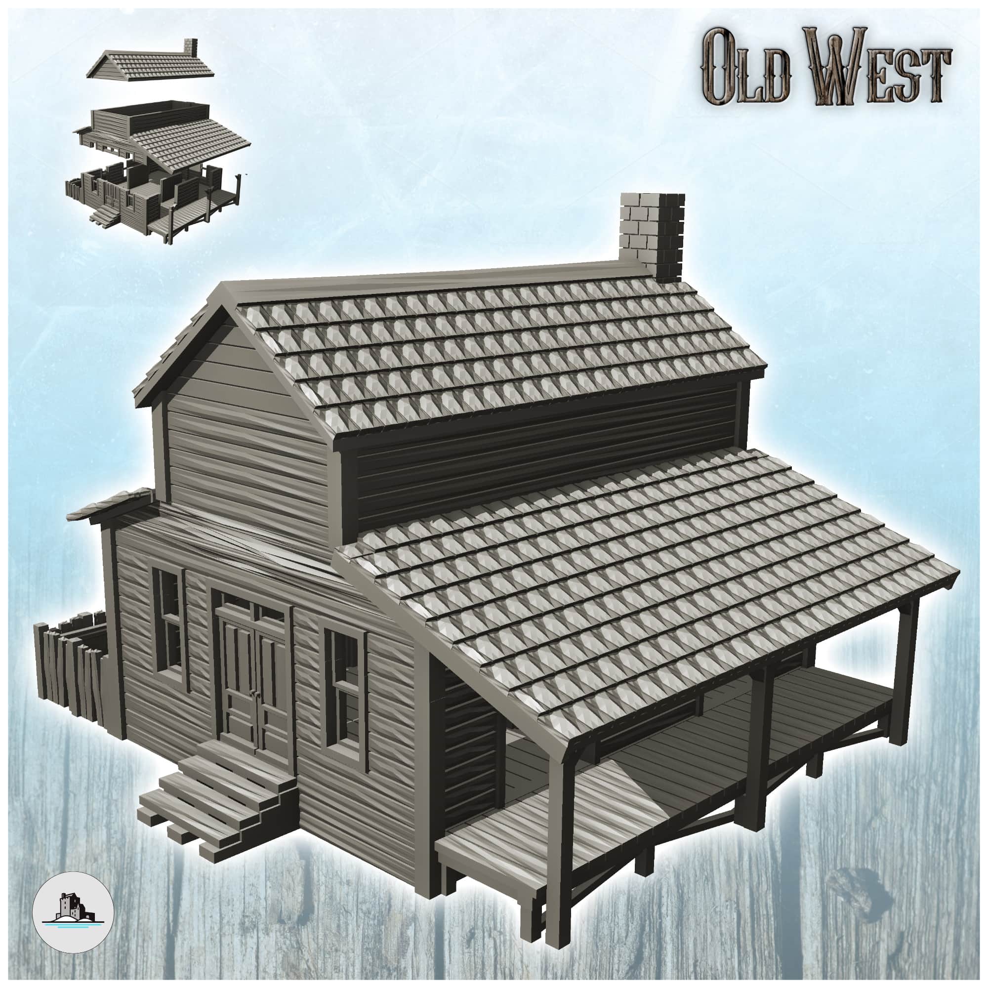 Wooden western house with roof terrace (29) by Hartolia Miniatures ...