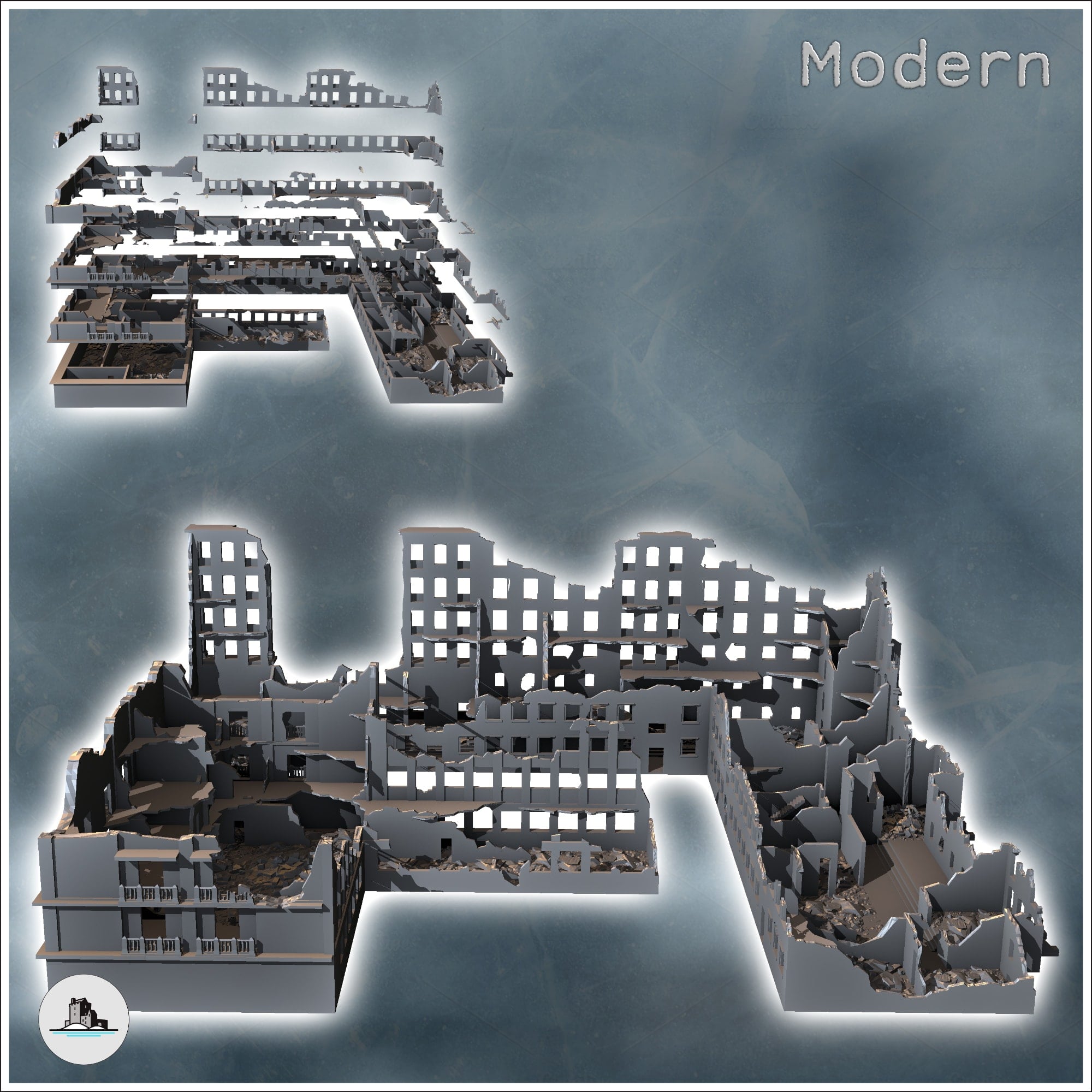 Large set of ruined multi-storey buildings (2) by Hartolia Miniatures ...