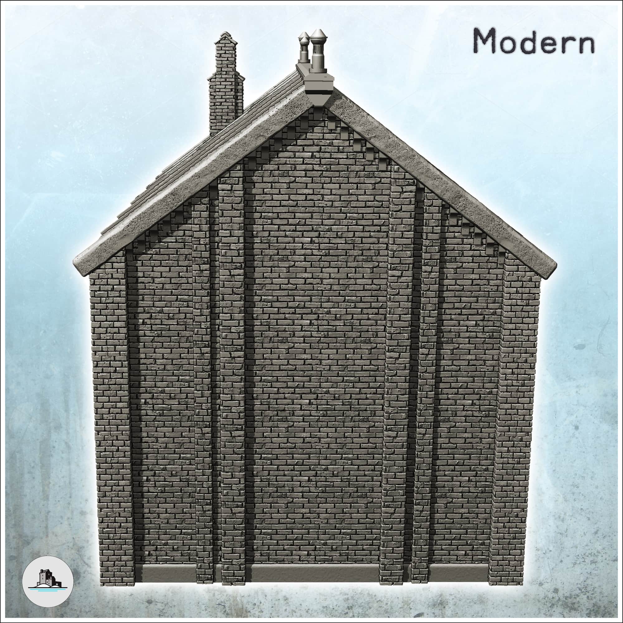 Large modern brick factory with large windows and platform access ...