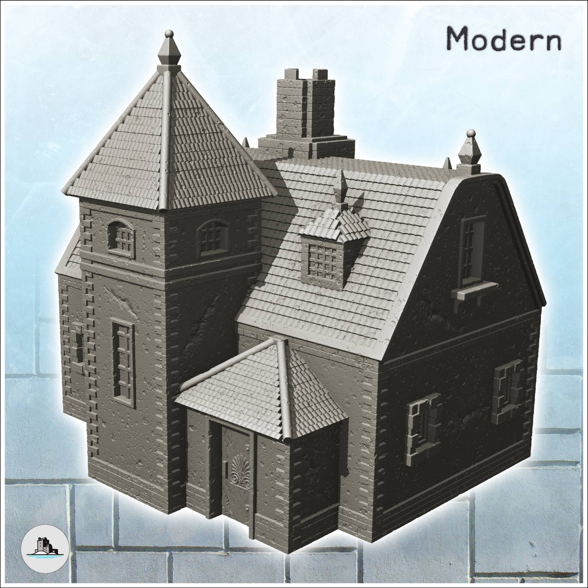 Modern mansion with large entrance and annex tower (3) by Hartolia ...