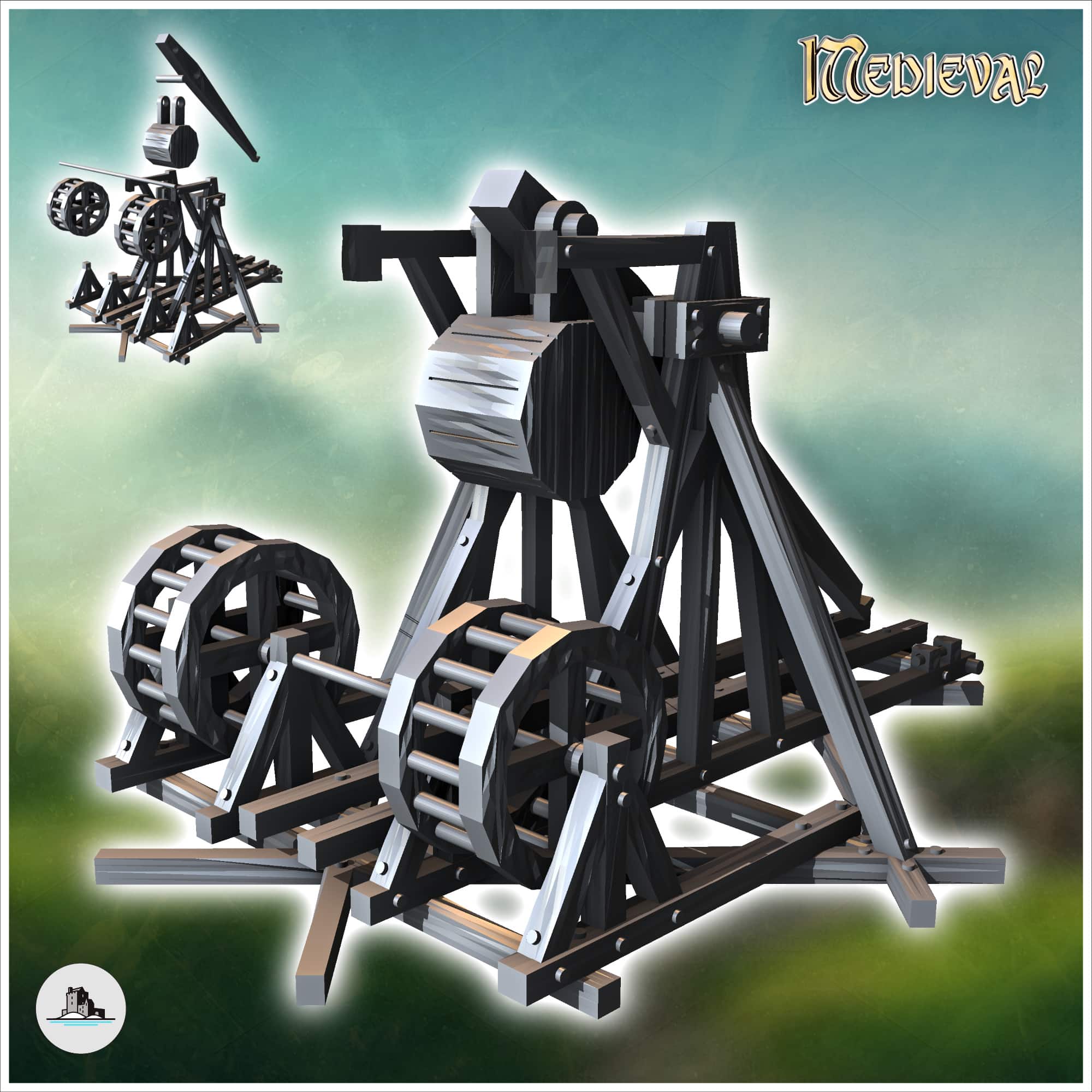 Medieval trebuchet with wooden counterweight (1) by Hartolia Miniatures ...