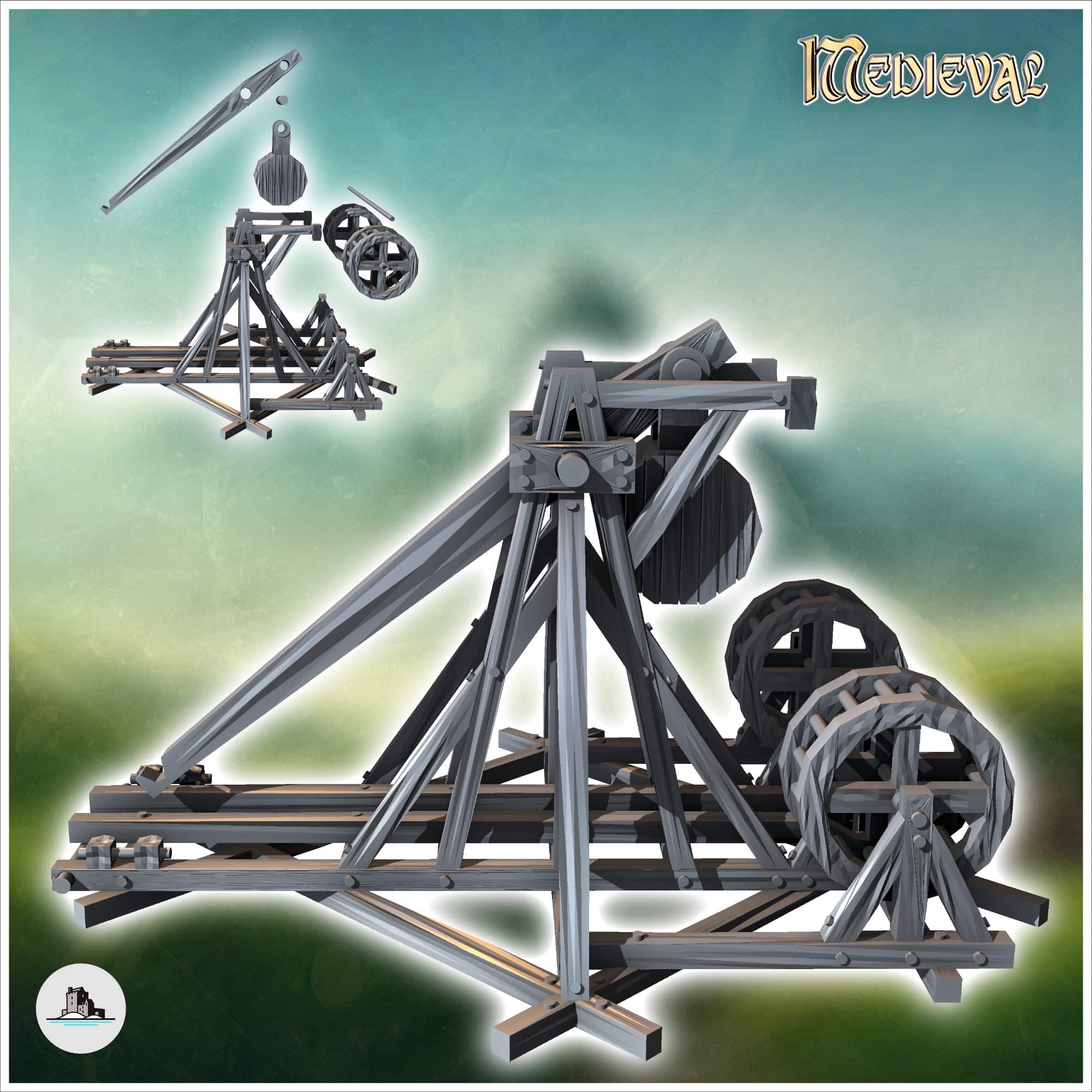 Medieval trebuchet with wooden counterweight (1) by Hartolia Miniatures ...