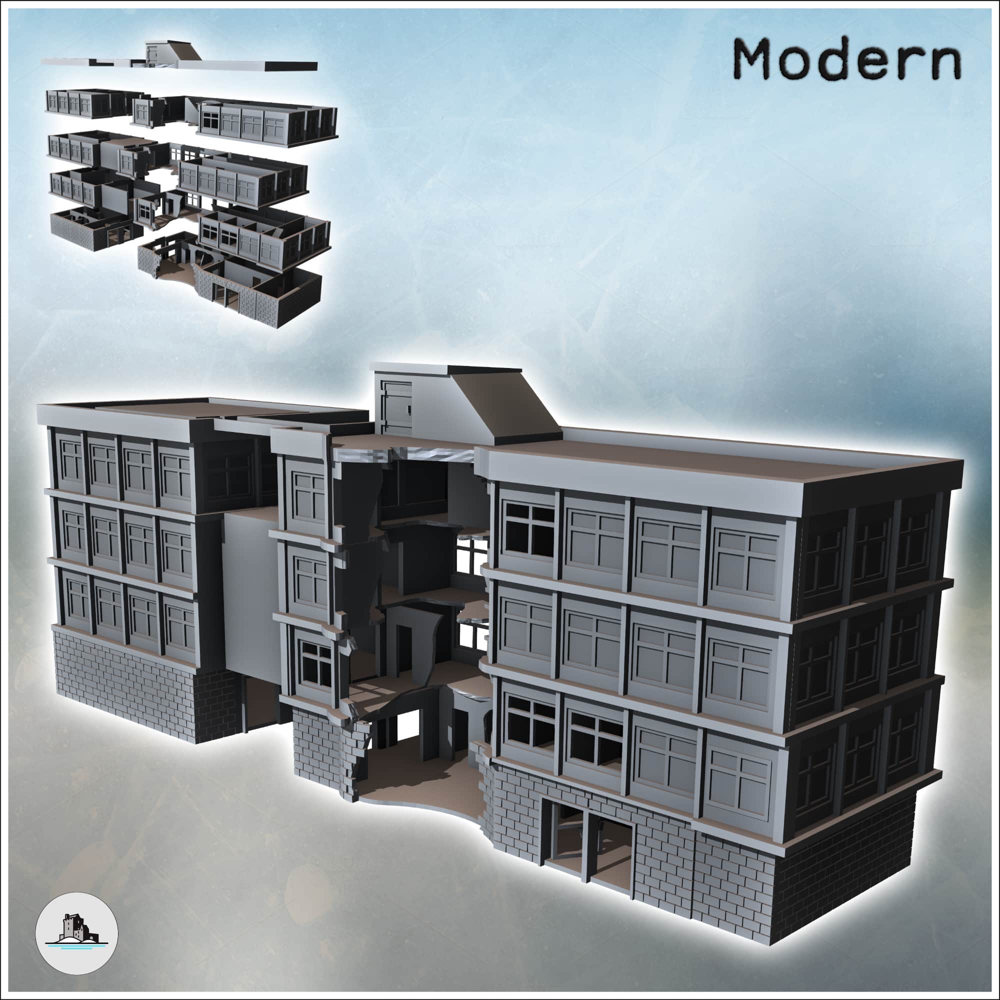 Modern Flat Roof Hospital with Wave Architecture (Destroyed Version) (9 ...