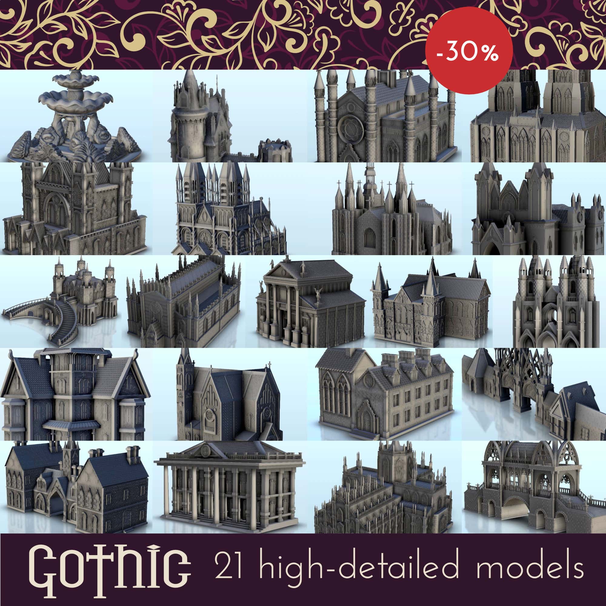 Gothic pack - 21 models by Hartolia Miniatures - Wargaming3D