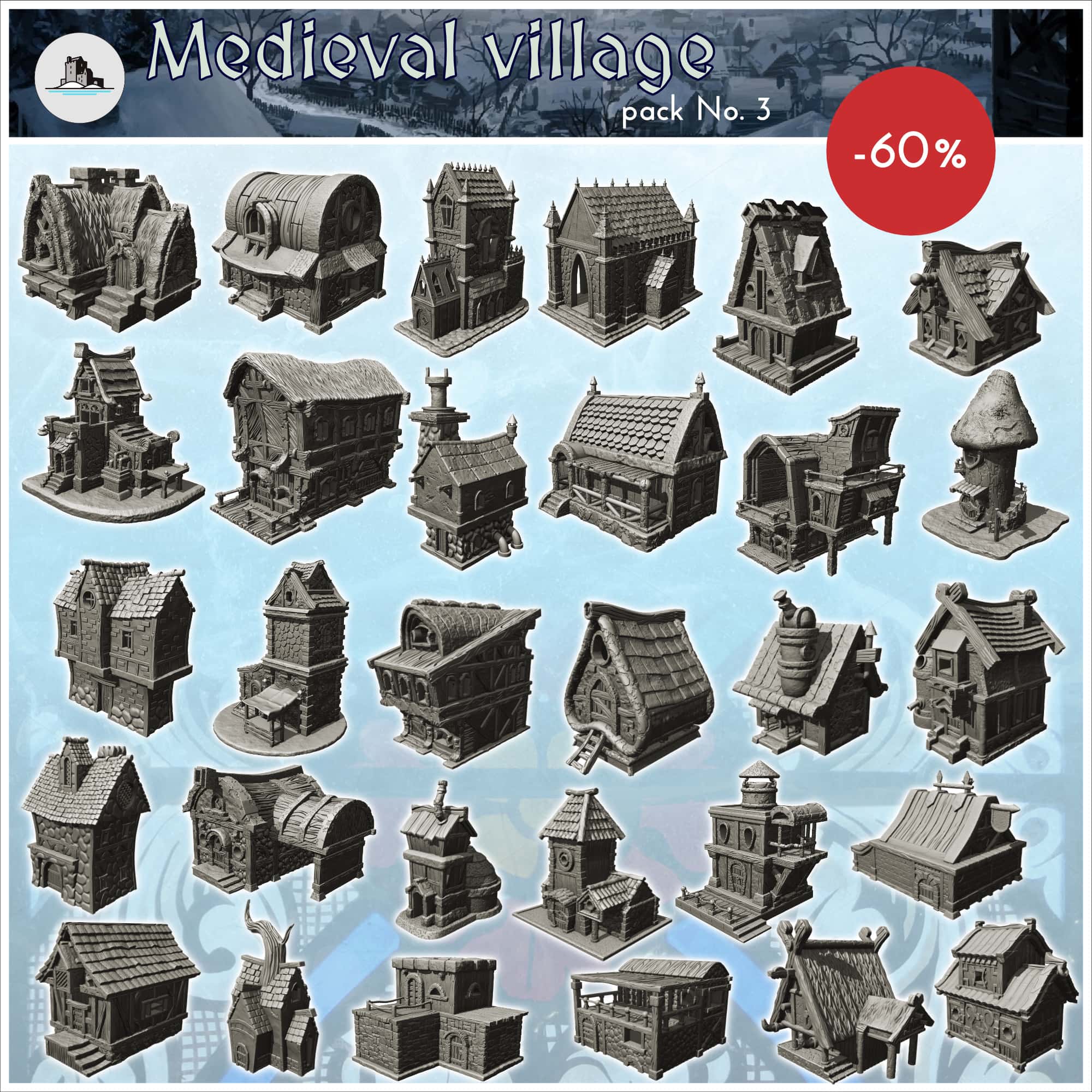 Medieval village pack No. 3 by Hartolia Miniatures - MiniHoarder