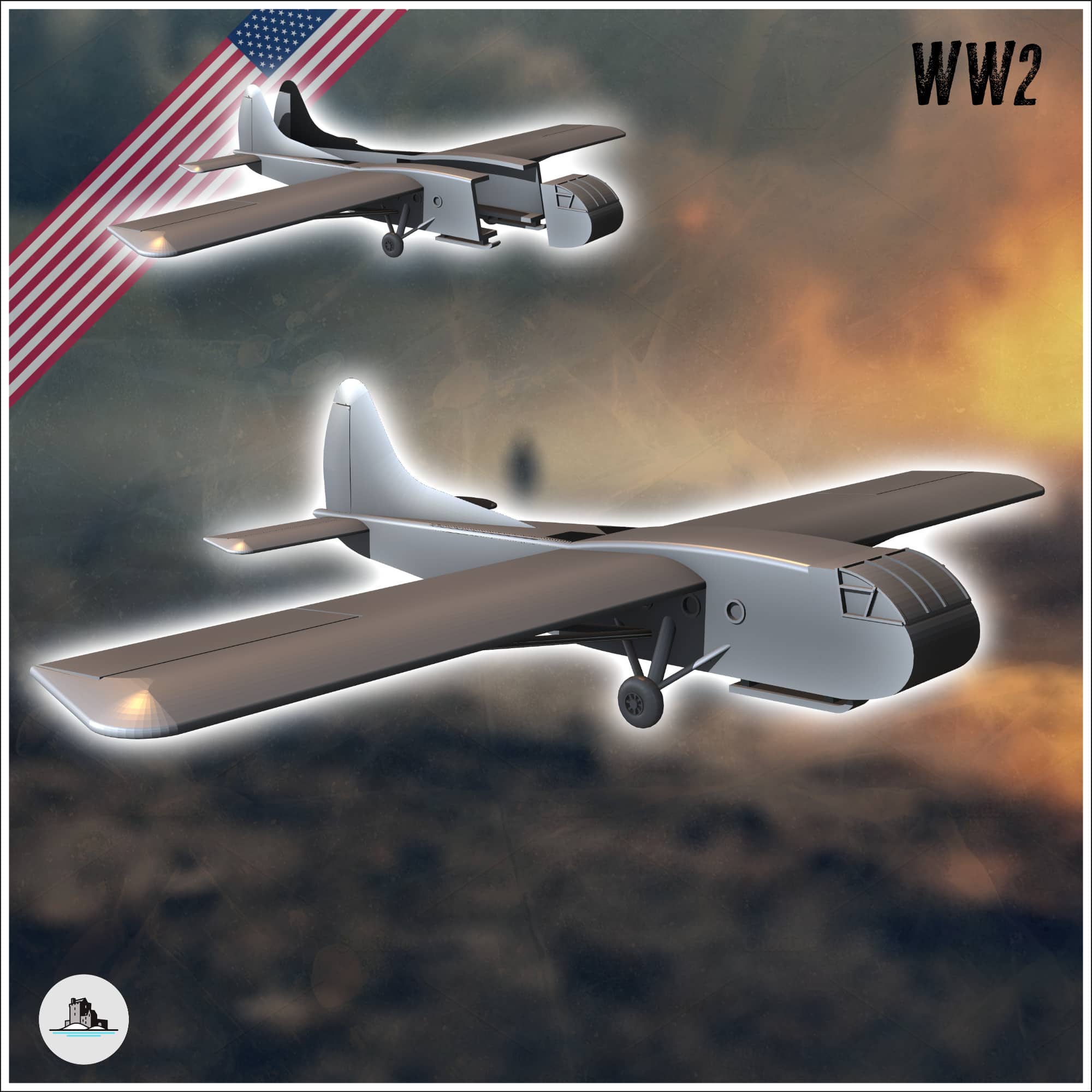 Waco CG-4 Hadrian US American troop cargo military glider by Hartolia ...