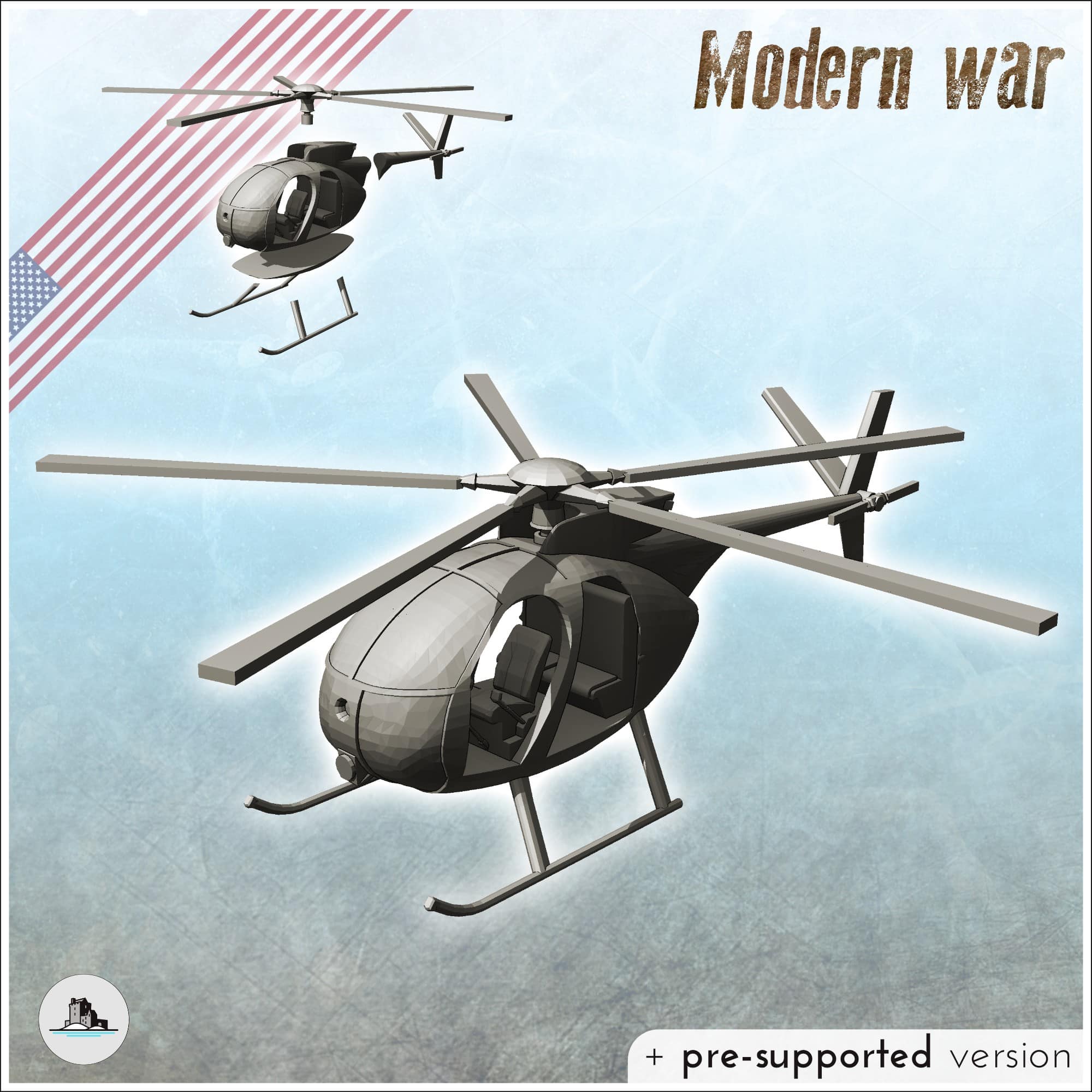 Hughes OH-6 Cayuse Loach helicopter by Hartolia Miniatures - Wargaming3D