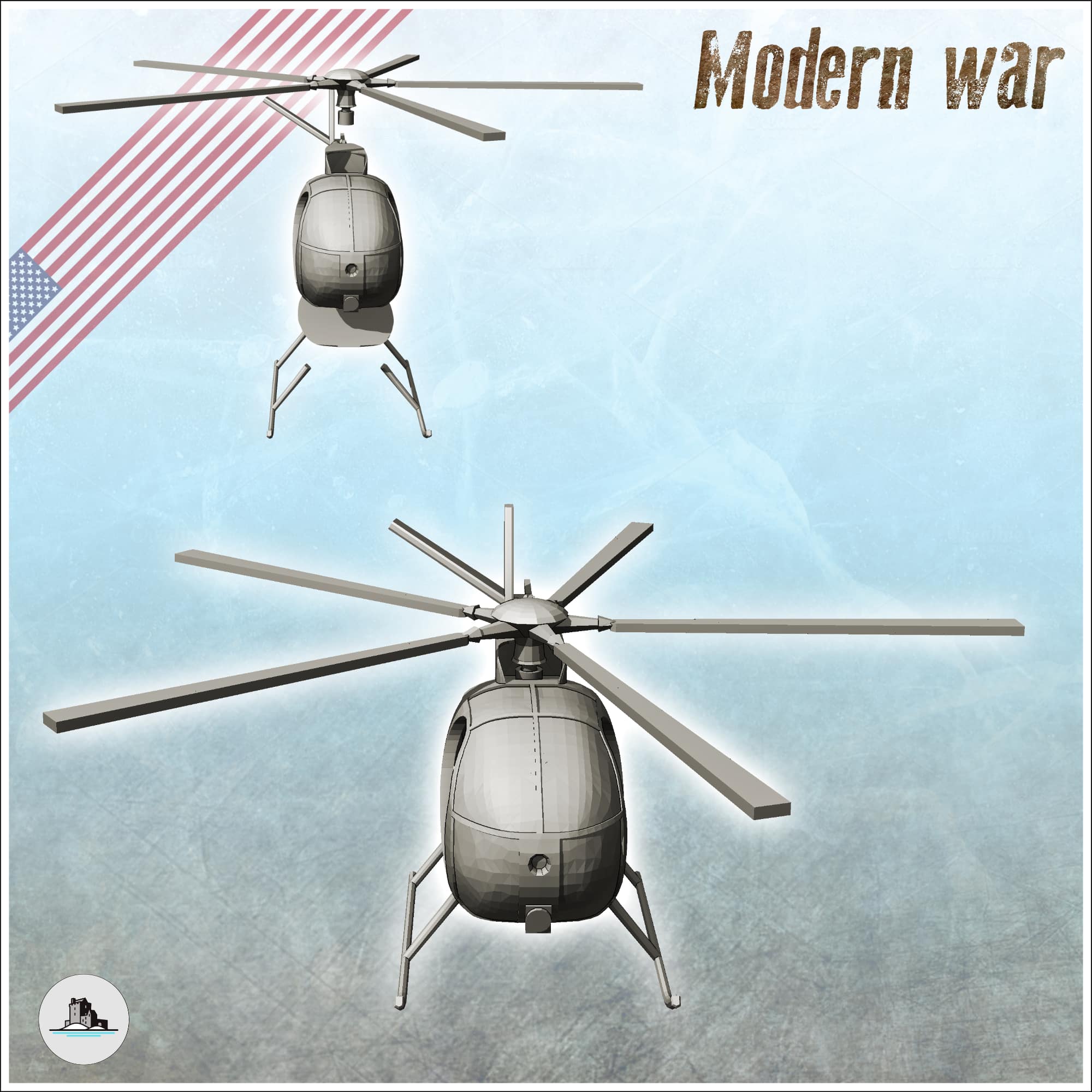 Hughes OH-6 Cayuse Loach helicopter by Hartolia Miniatures - Wargaming3D
