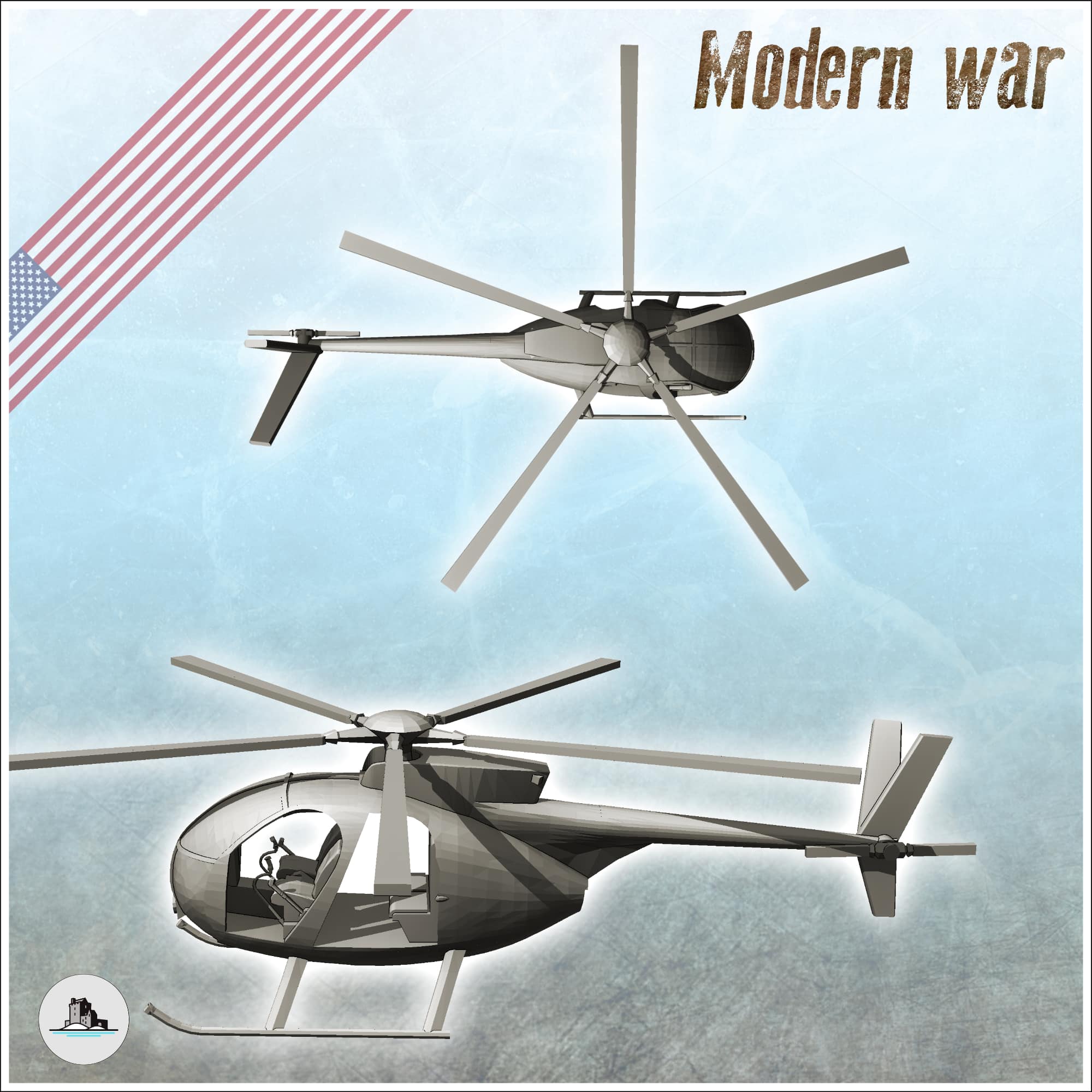 Hughes OH-6 Cayuse Loach helicopter by Hartolia Miniatures - Wargaming3D