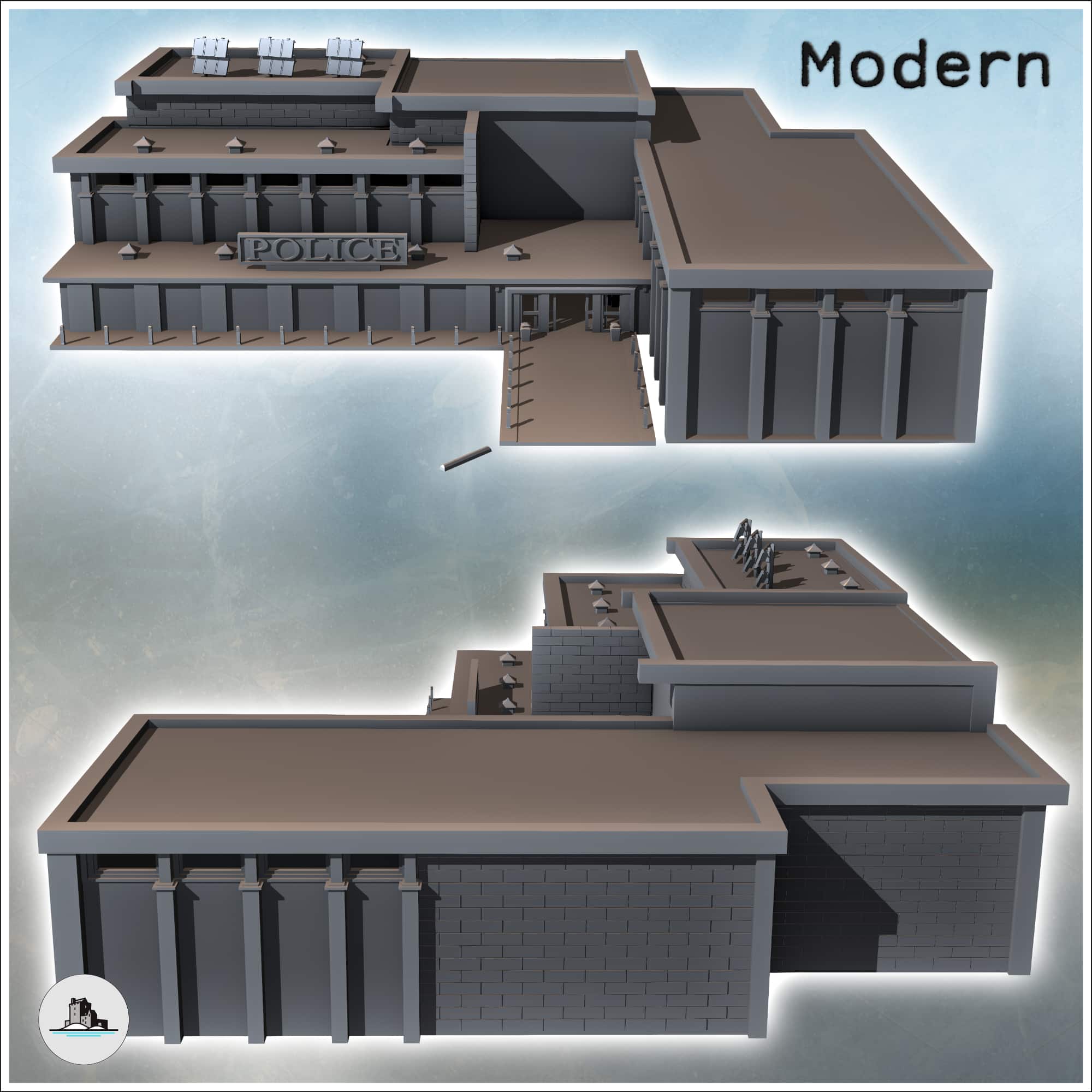 Central police headquarters with multiple floors flat roof and ...