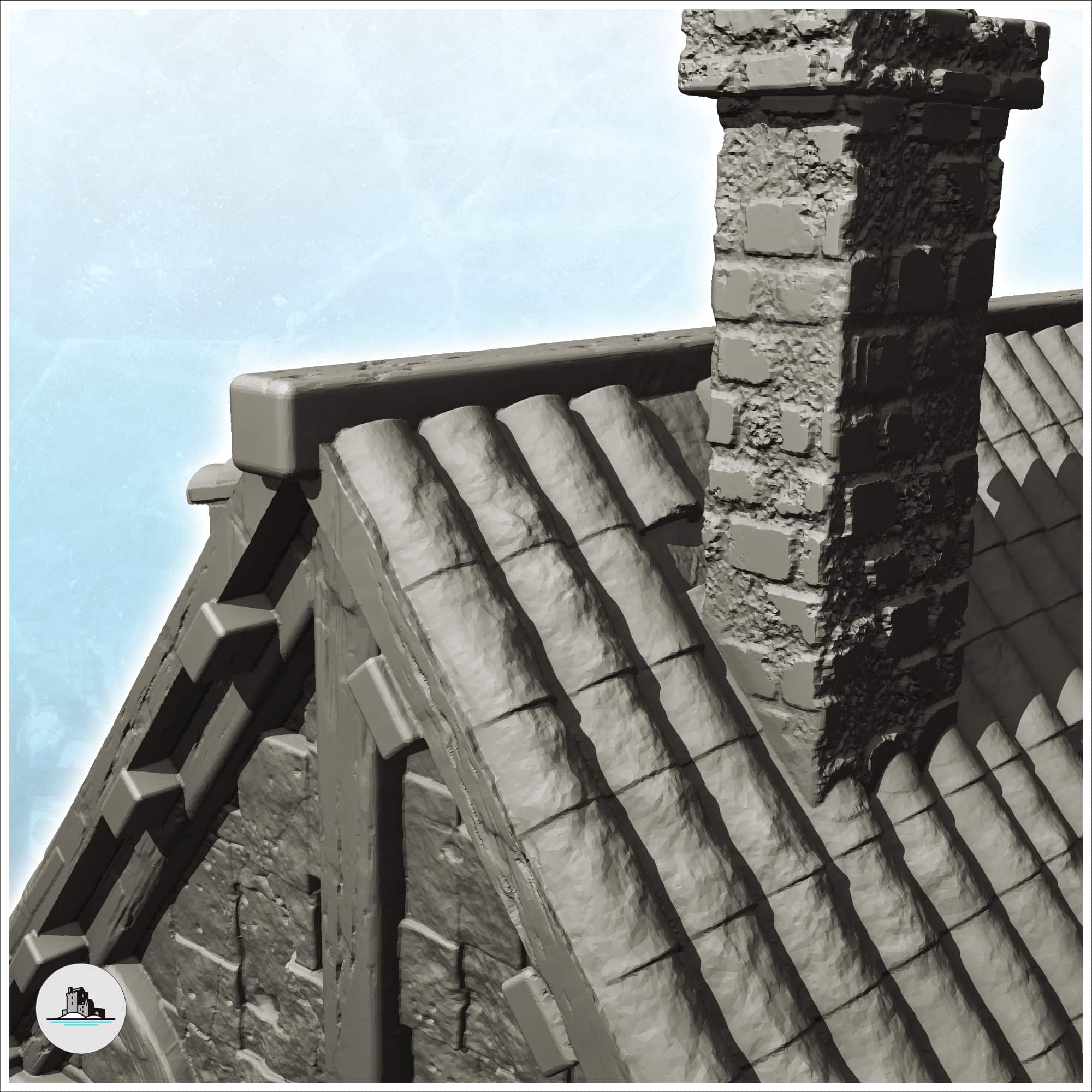 Medieval stone house with tiled roof and double roof windows (8) by ...