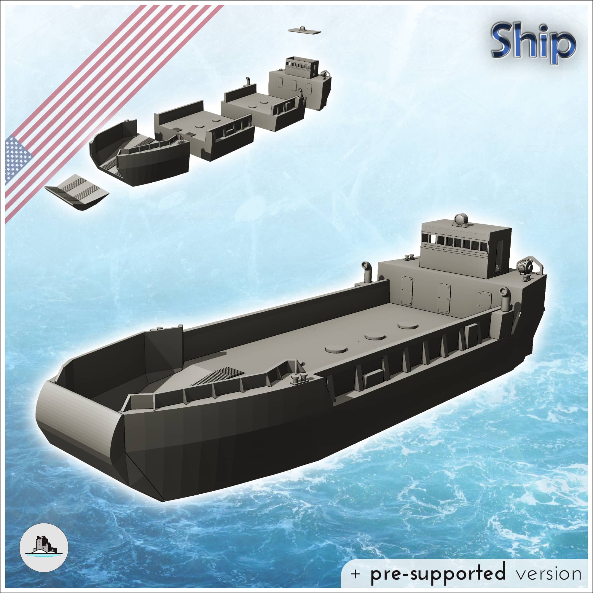 LCM-8 variant transport river boat by Hartolia Miniatures - Wargaming3D