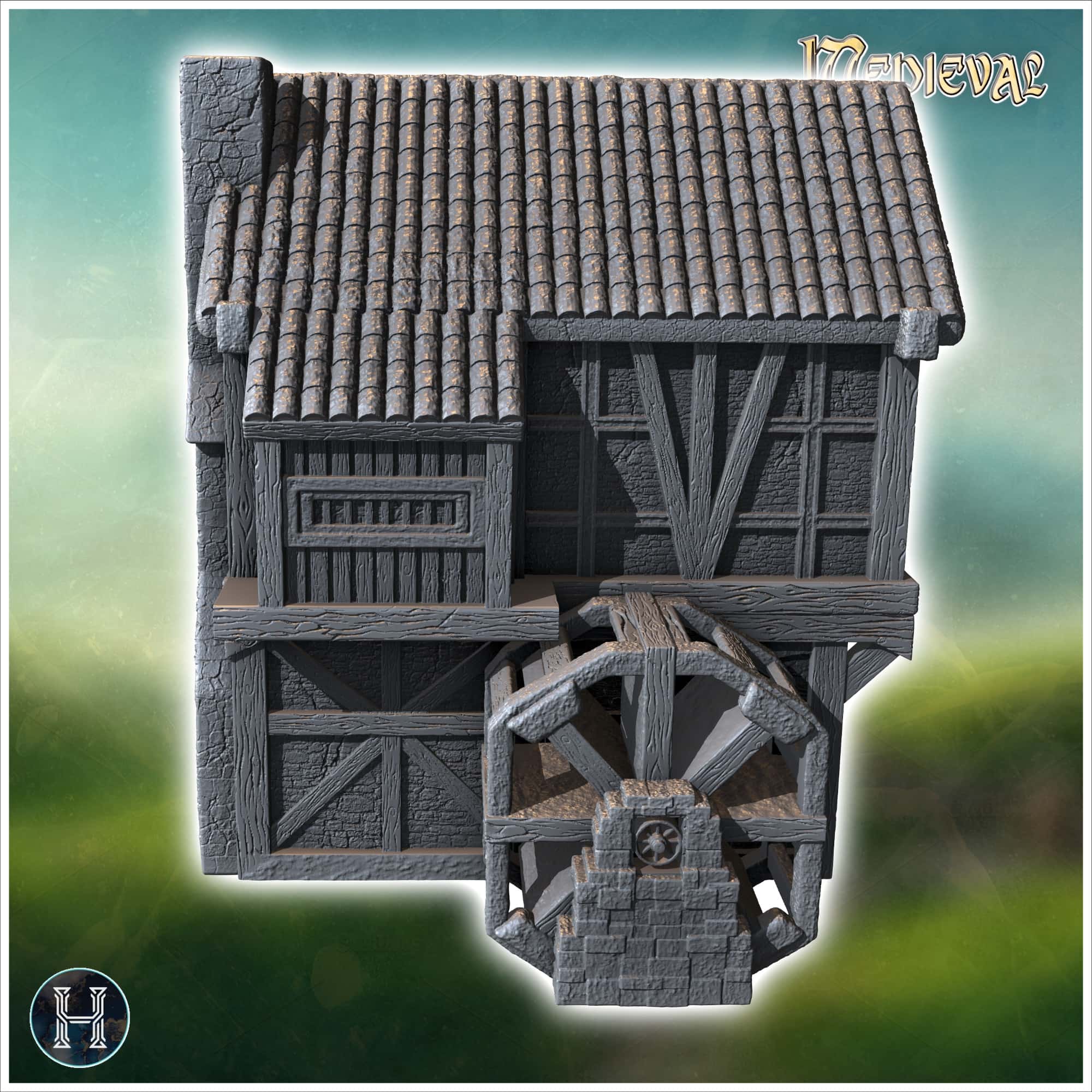 Medieval house with exposed fireplace carved wooden entrance canopy and ...