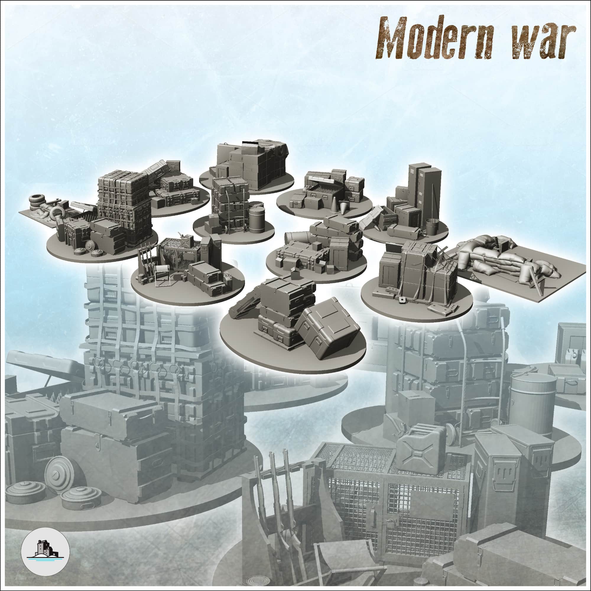 Set of battlefield accessories with ammunition boxes (1) by Hartolia ...