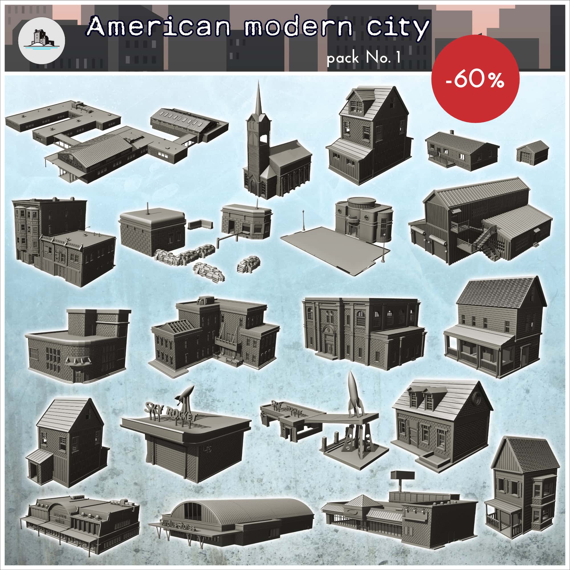 American modern city pack No. 1 by Hartolia Miniatures - MiniHoarder