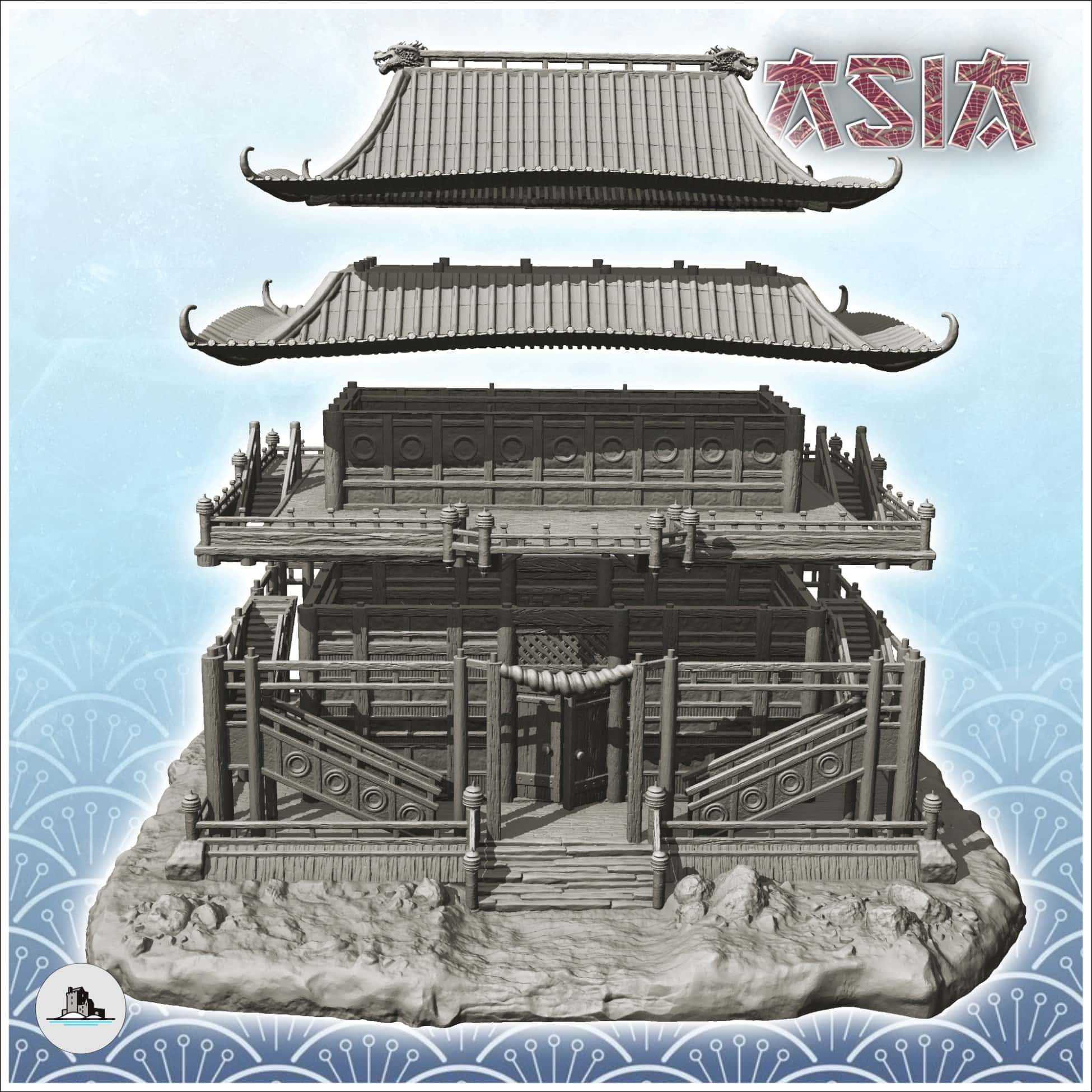 Big asian building with double access stairs (36) by Hartolia ...