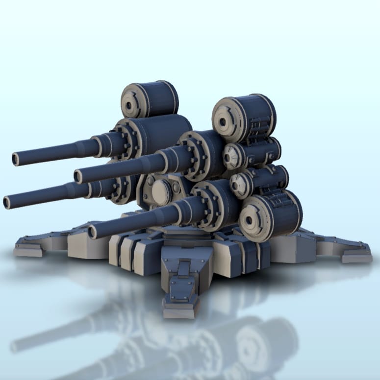 Quadruple barrel turret 1 (+ supported version) by Hartolia Miniatures ...