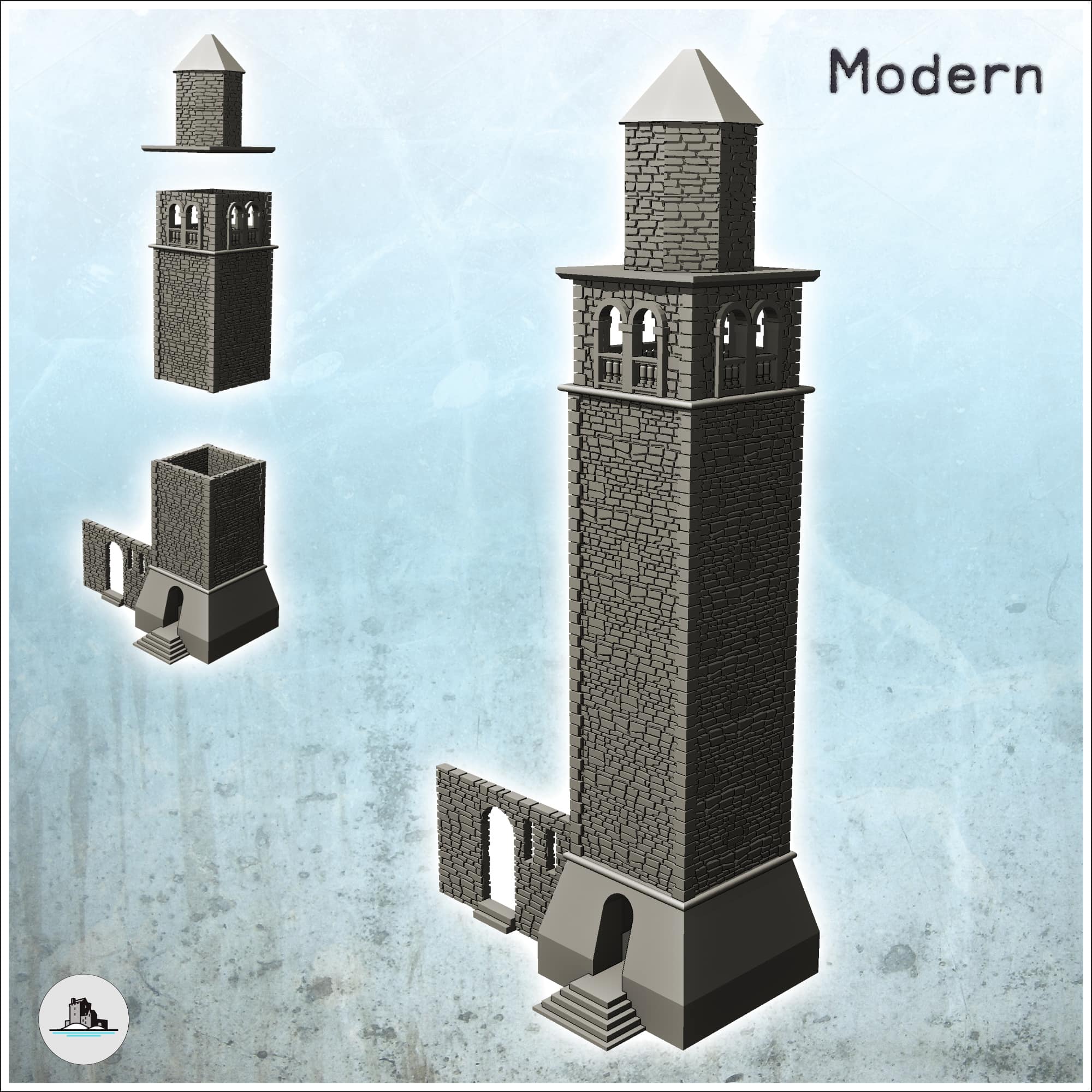 Large stone tower with adjoining wall (dice tower version included) (5 ...