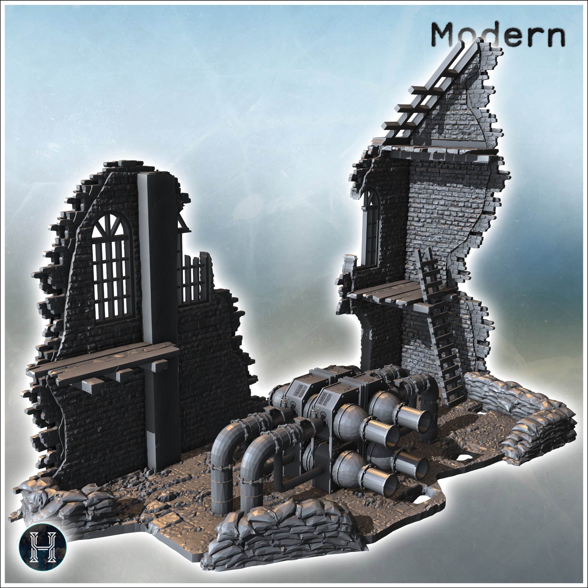 Modern urban ruins pack No. 3 by Hartolia Miniatures - Wargaming3D