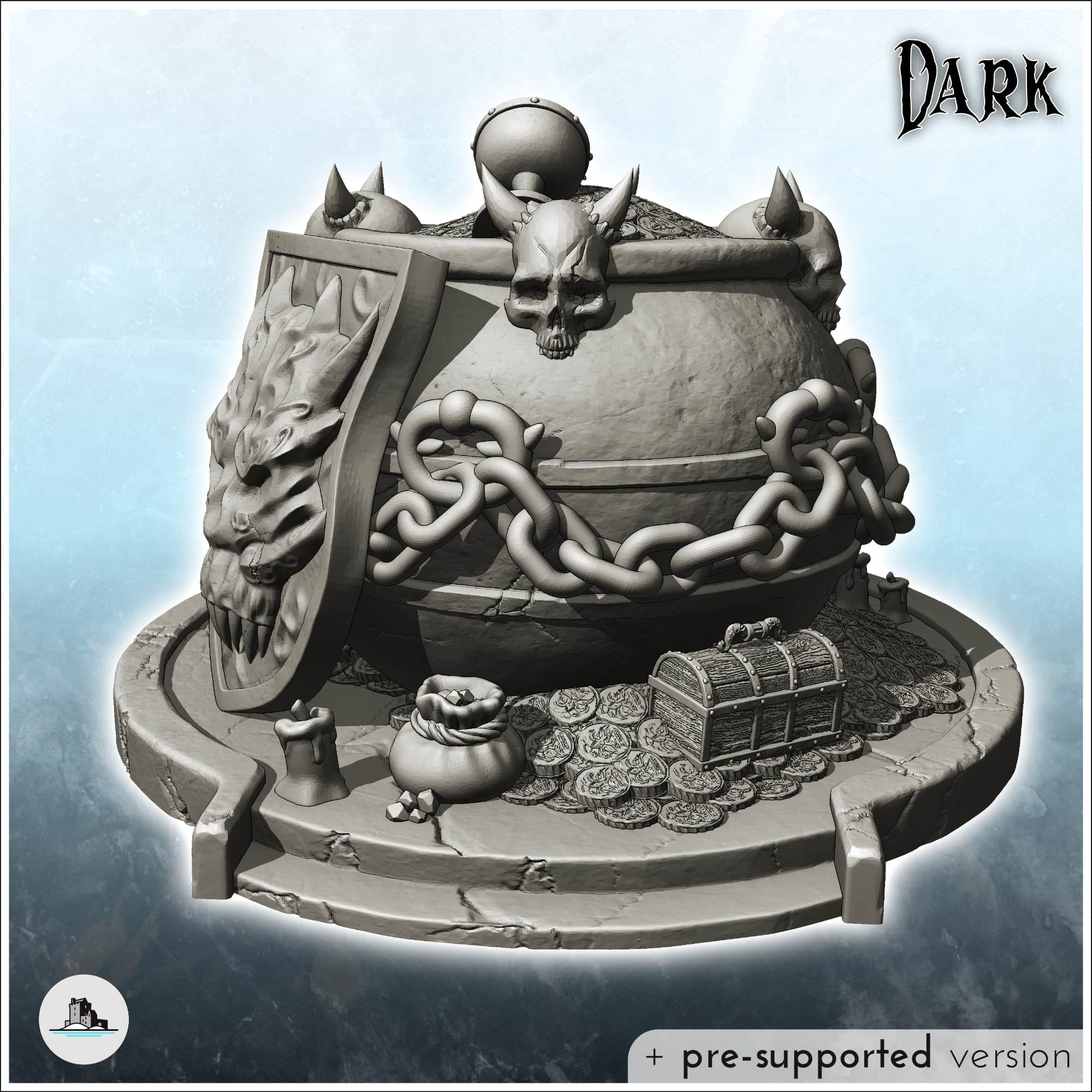 Evil Cauldron with Metal Chain Skulls (3) by Hartolia Miniatures ...