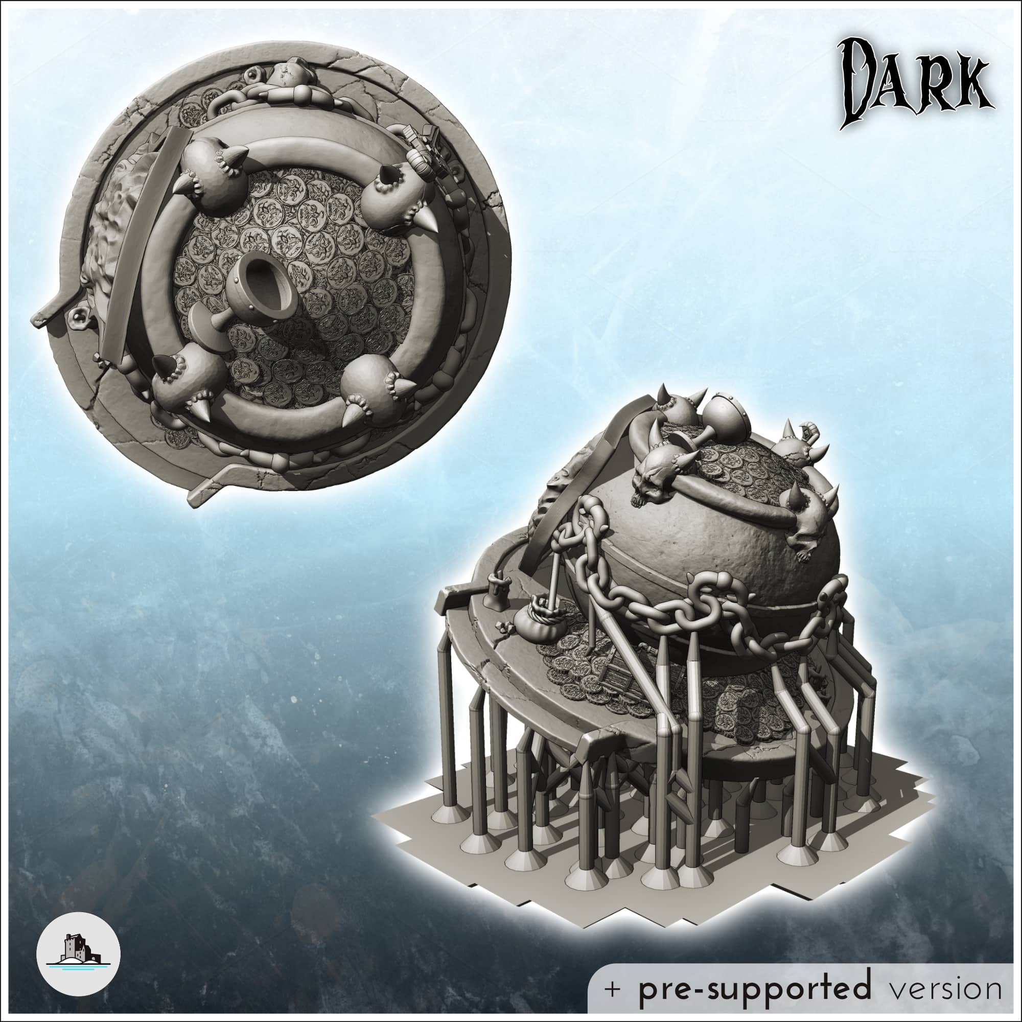 Evil Cauldron with Metal Chain Skulls (3) by Hartolia Miniatures ...