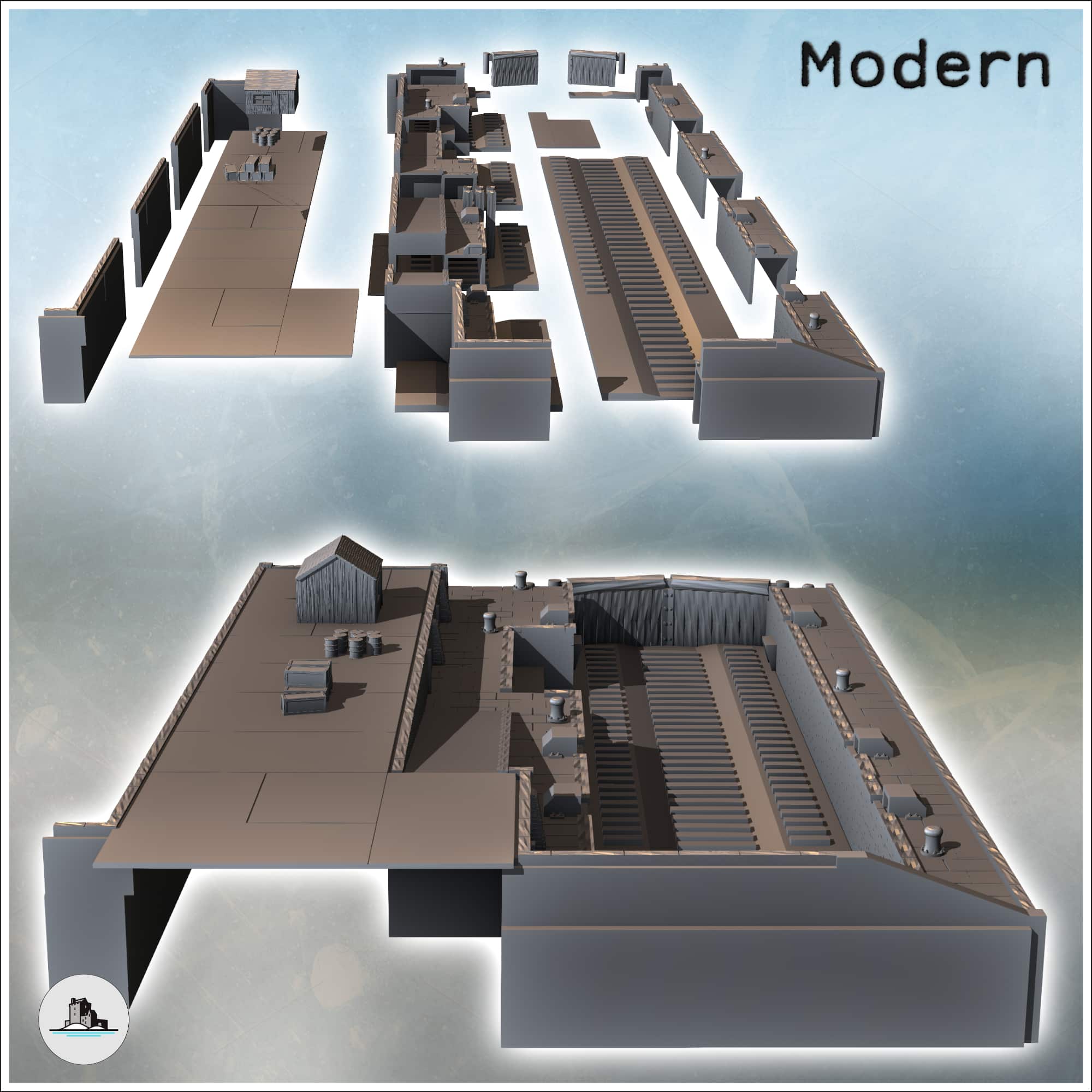 Large port dry dock for ships with brick and stone walls multiple ...