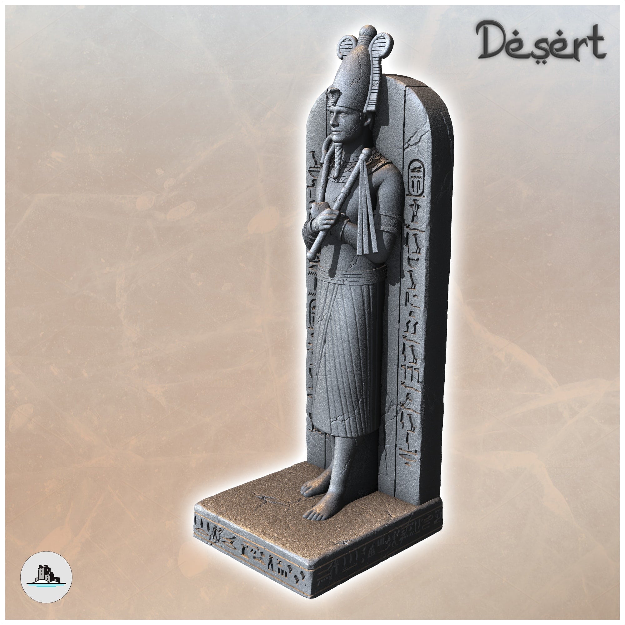 Egyptian statue of Osiris on stone platform (5) by Hartolia Miniatures ...