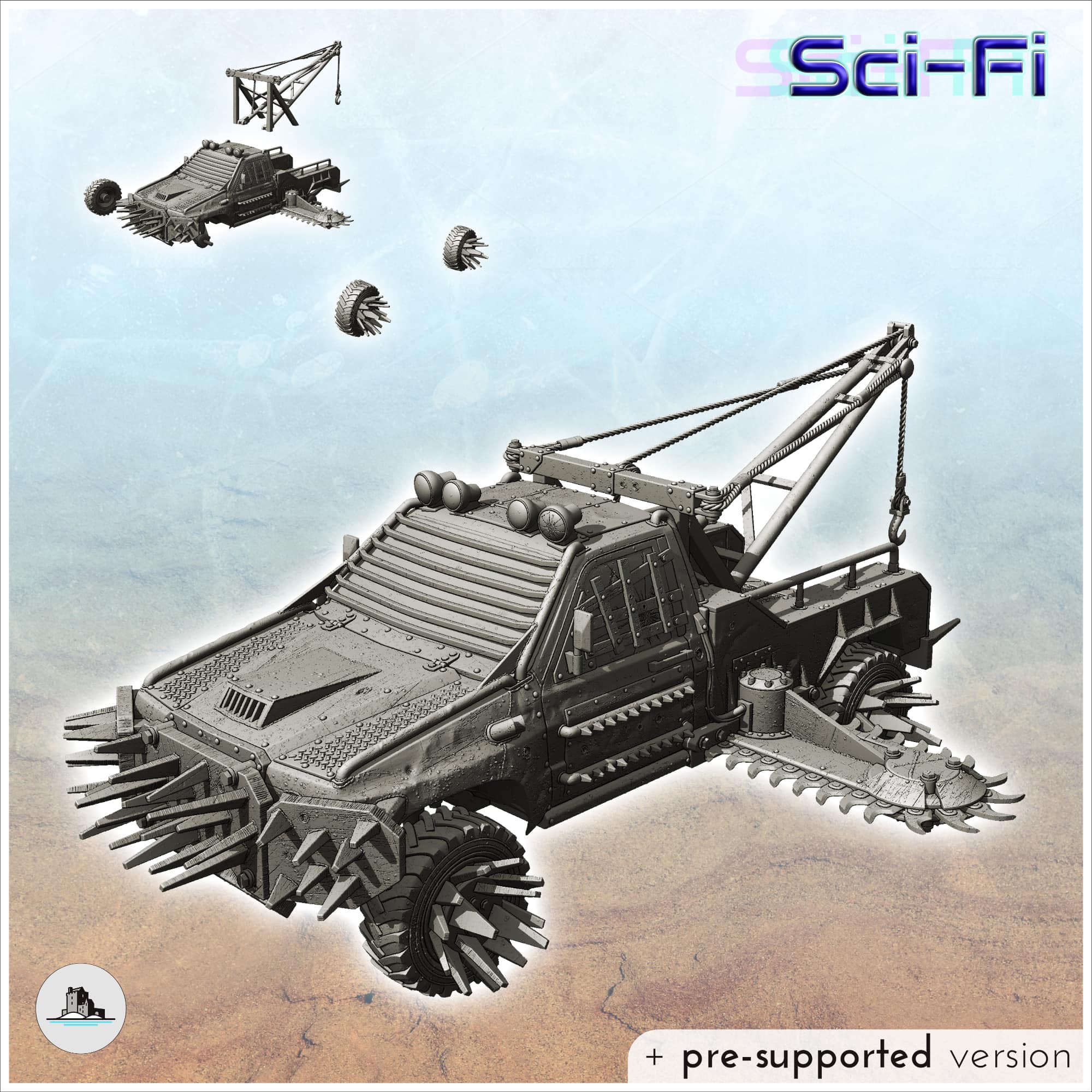 Apocalyptic pickup with side saw and lifting crane (21) by Hartolia ...