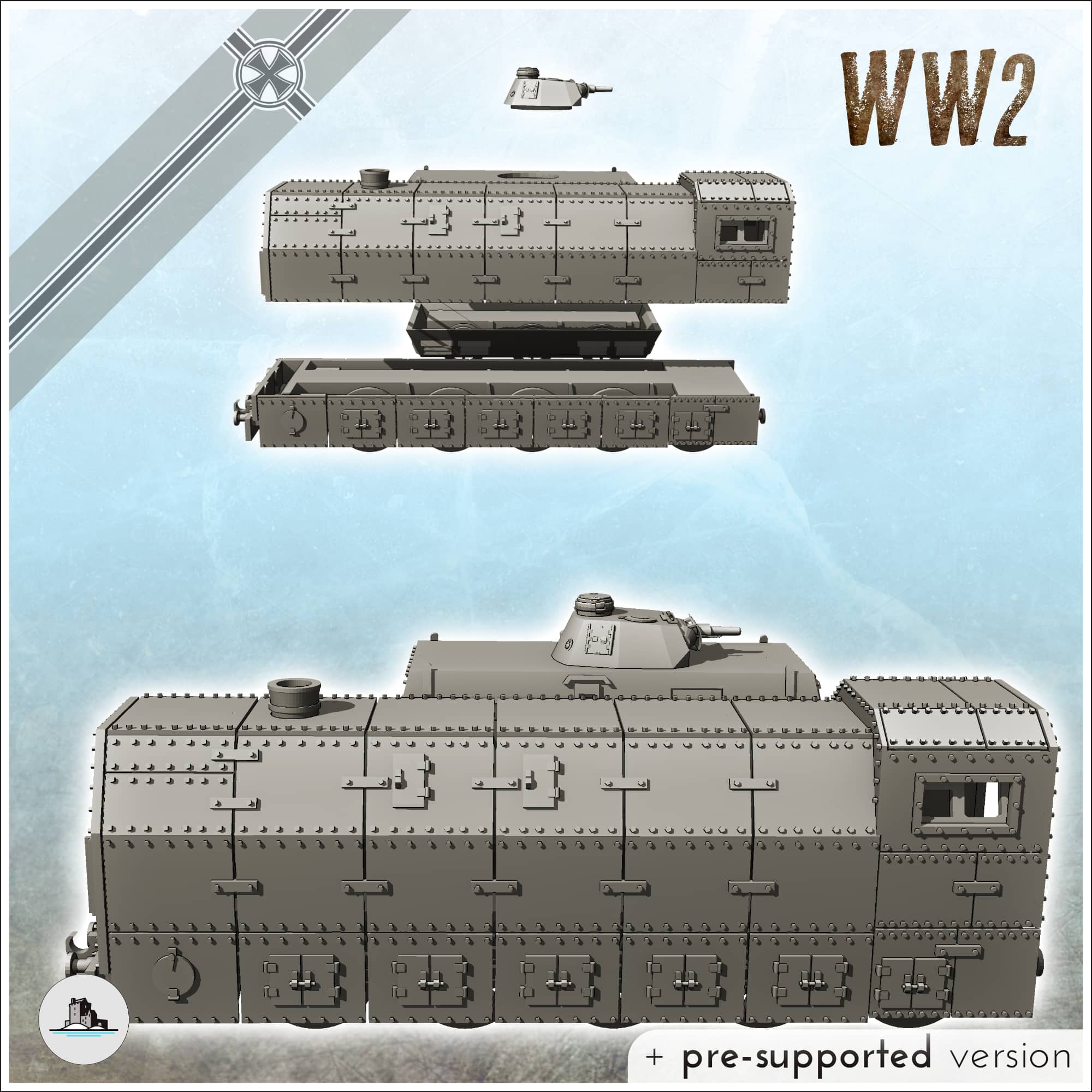 German armored train set with Panzer III turret by Hartolia Miniatures ...