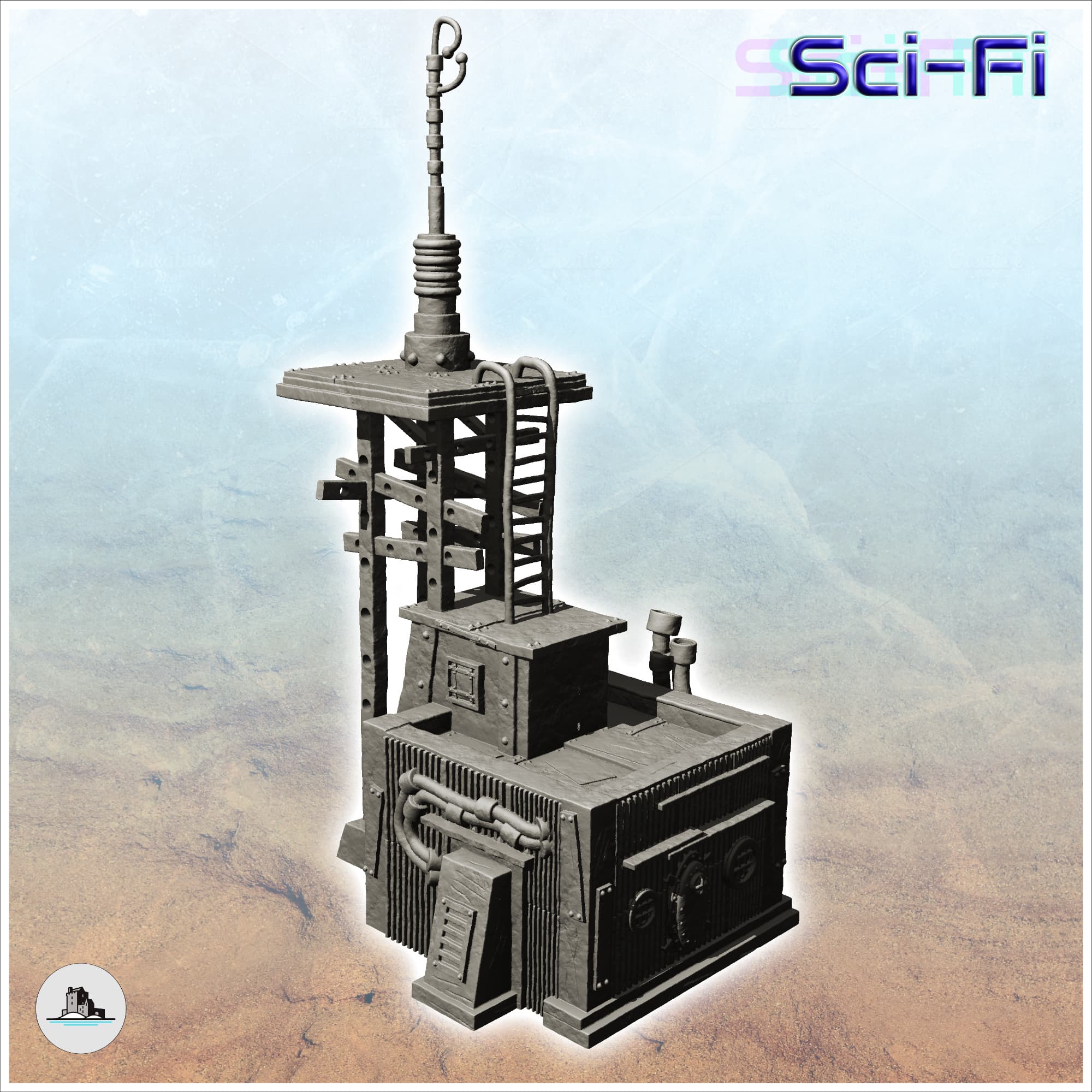 Transmission station with long distance antenna and communication cabin ...