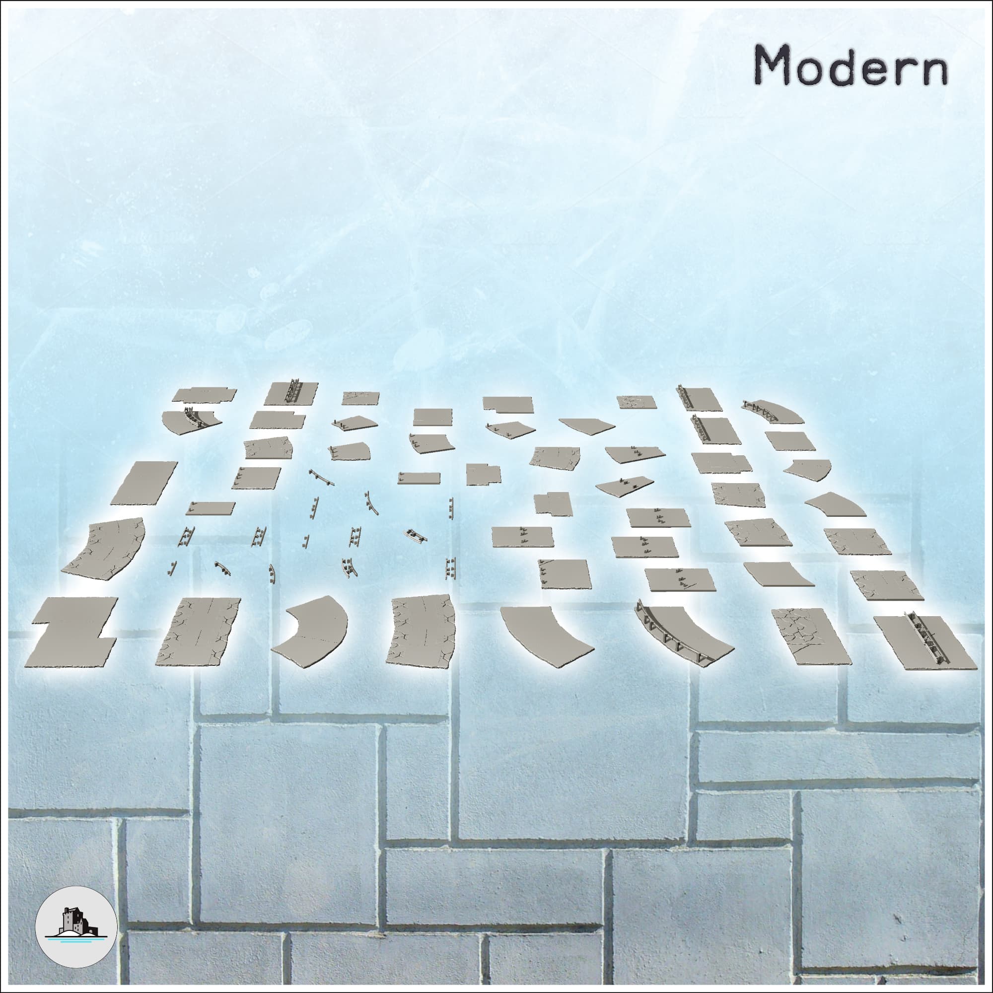 Large modular set of modern roads with metal barriers (3) by Hartolia ...