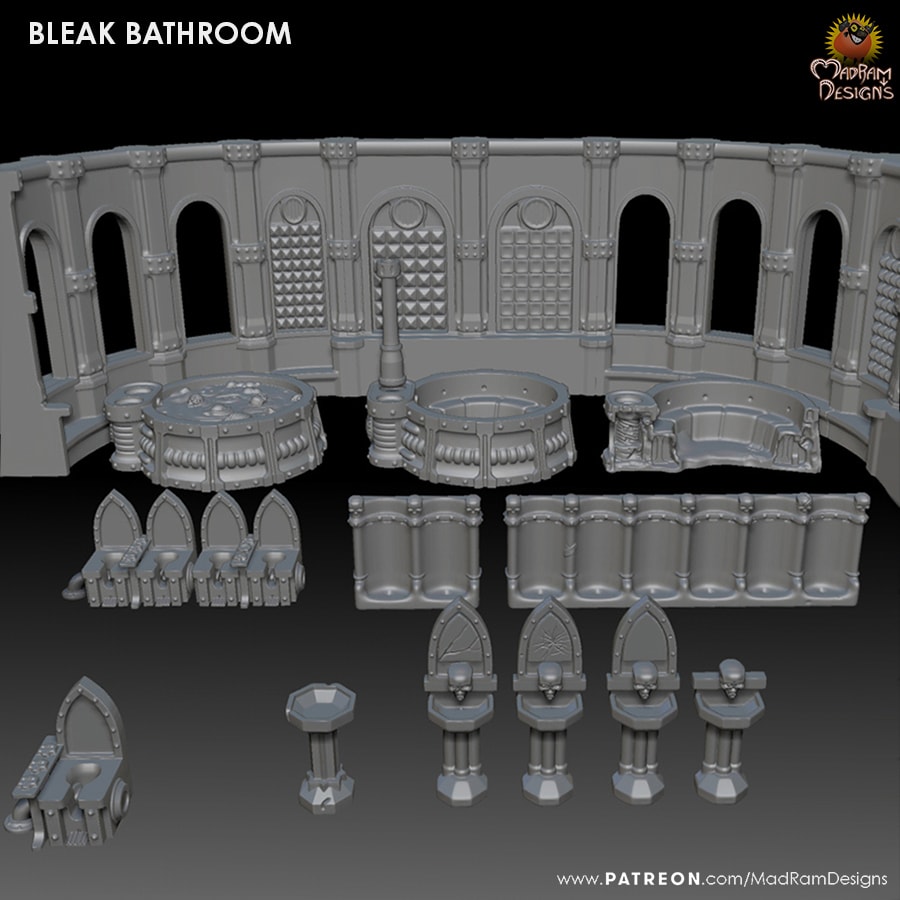 Bleak Bathroom Scatter Terrain by MadRam Designs - MiniHoarder