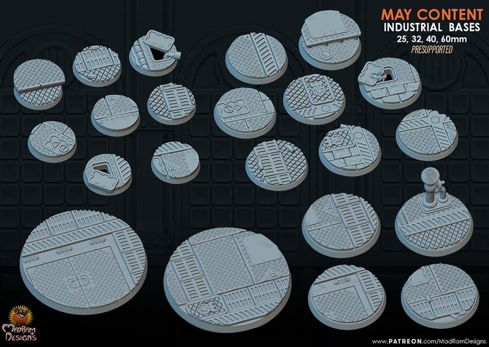 Scifi Industrial World Round Bases by MadRam Designs - MiniHoarder