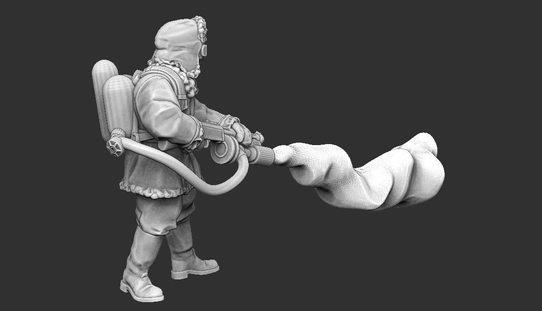 Finnish soldier with flamer/smg combi weapon by just some miniatures ...