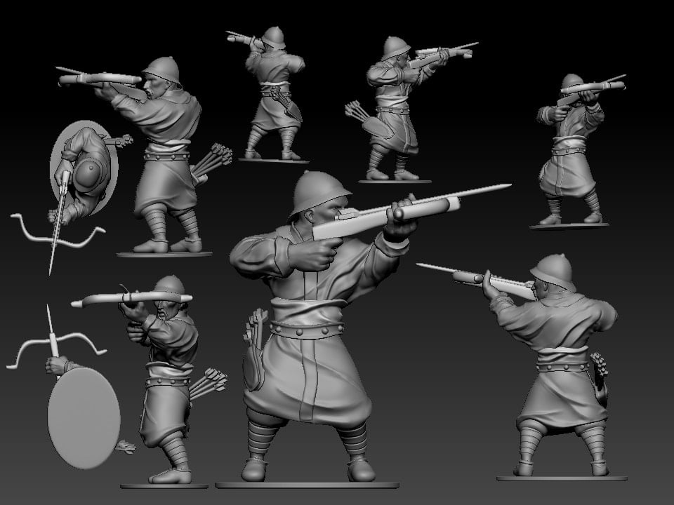 28mm Chinese Ming Dynasty Crosbowmen by Dux Miniaturas - Wargaming3D