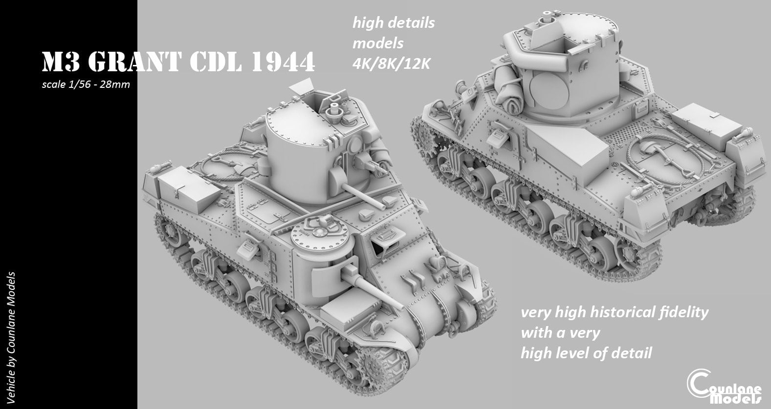 M3 Grant CDL - Canal Defence Light by Counlane Models - Wargaming3D