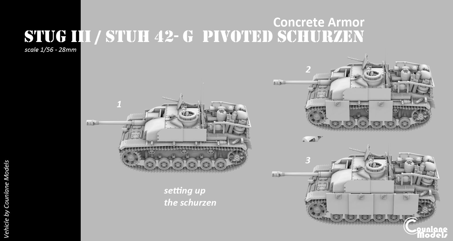 Stug III / Stuh 42 G pivoted schurzen concrete armor by Counlane Models ...