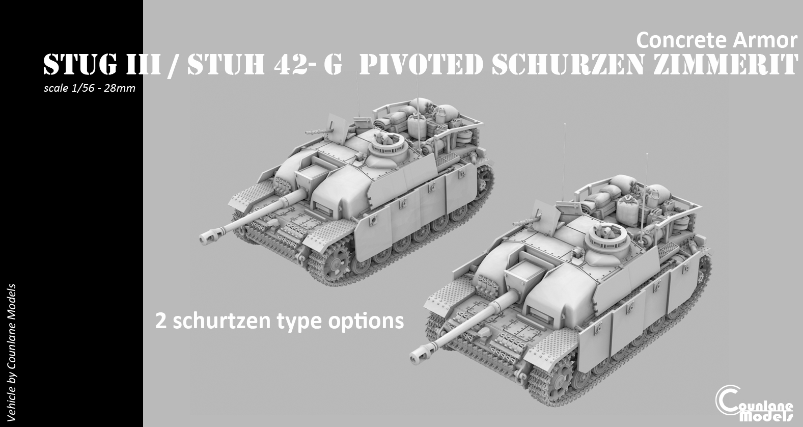 Stug III / Stuh 42 G pivoted schurzen concrete armor by Counlane Models ...
