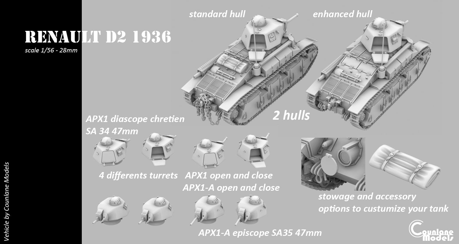 Renault D2 1936 by Counlane Models - Wargaming3D