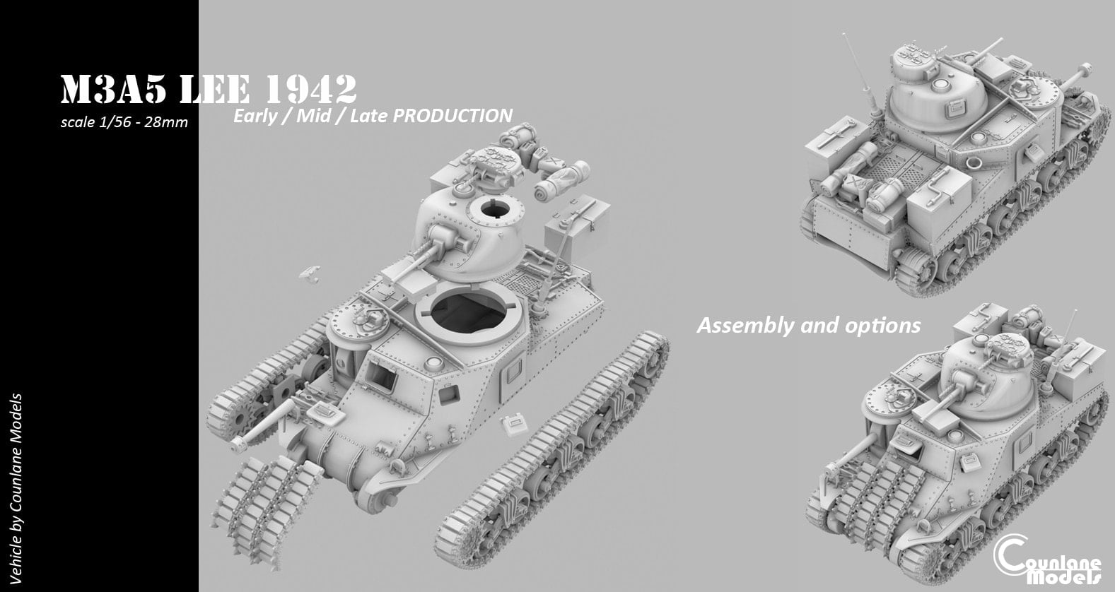 M3A5 Lee early, mid, late prod by Counlane Models - Wargaming3D