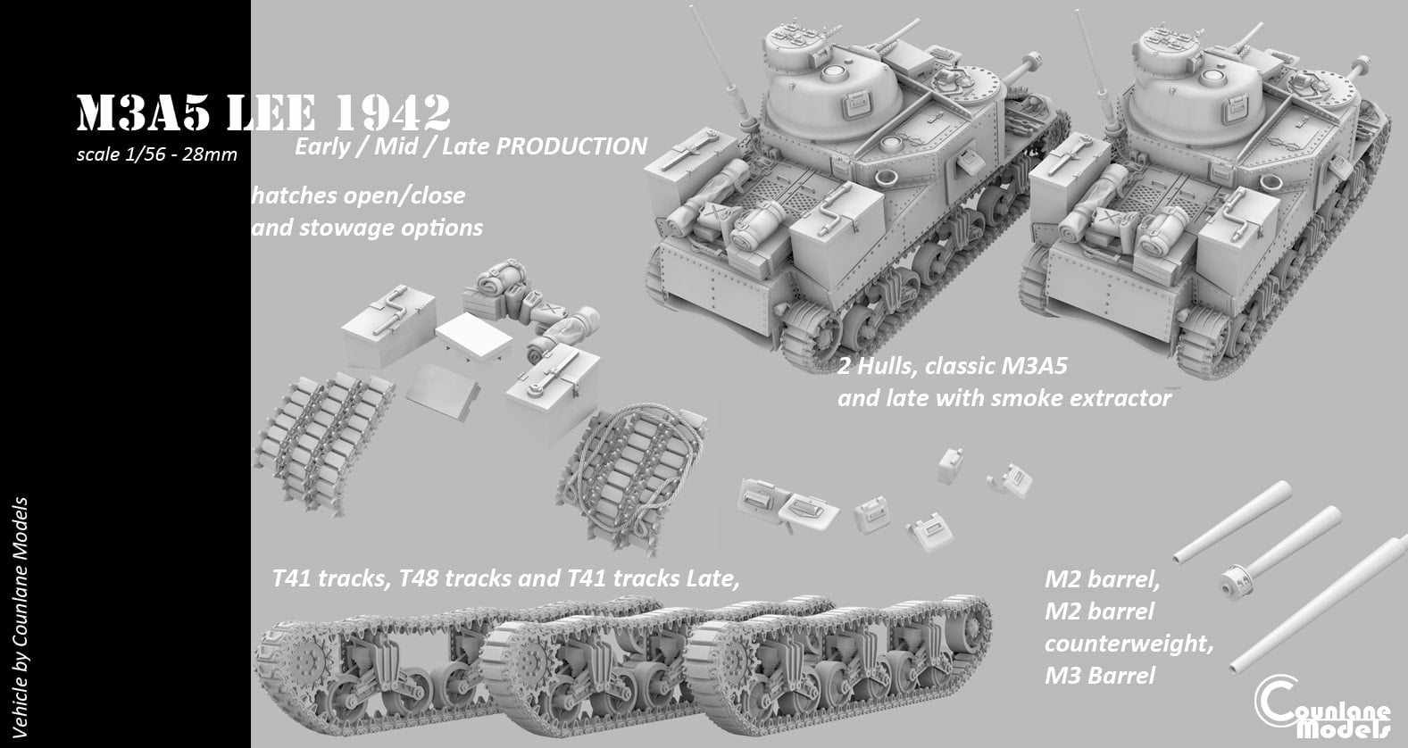 M3A5 Lee early, mid, late prod by Counlane Models - Wargaming3D