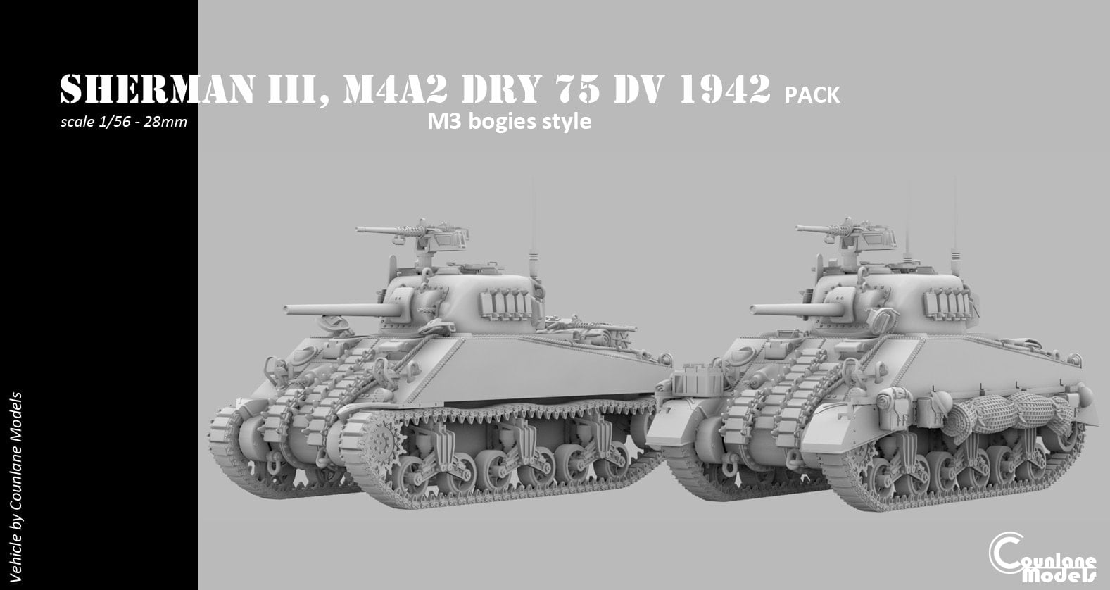 Sherman III, M4A2 Dry DV, M3 bogies style PACK by Counlane Models ...