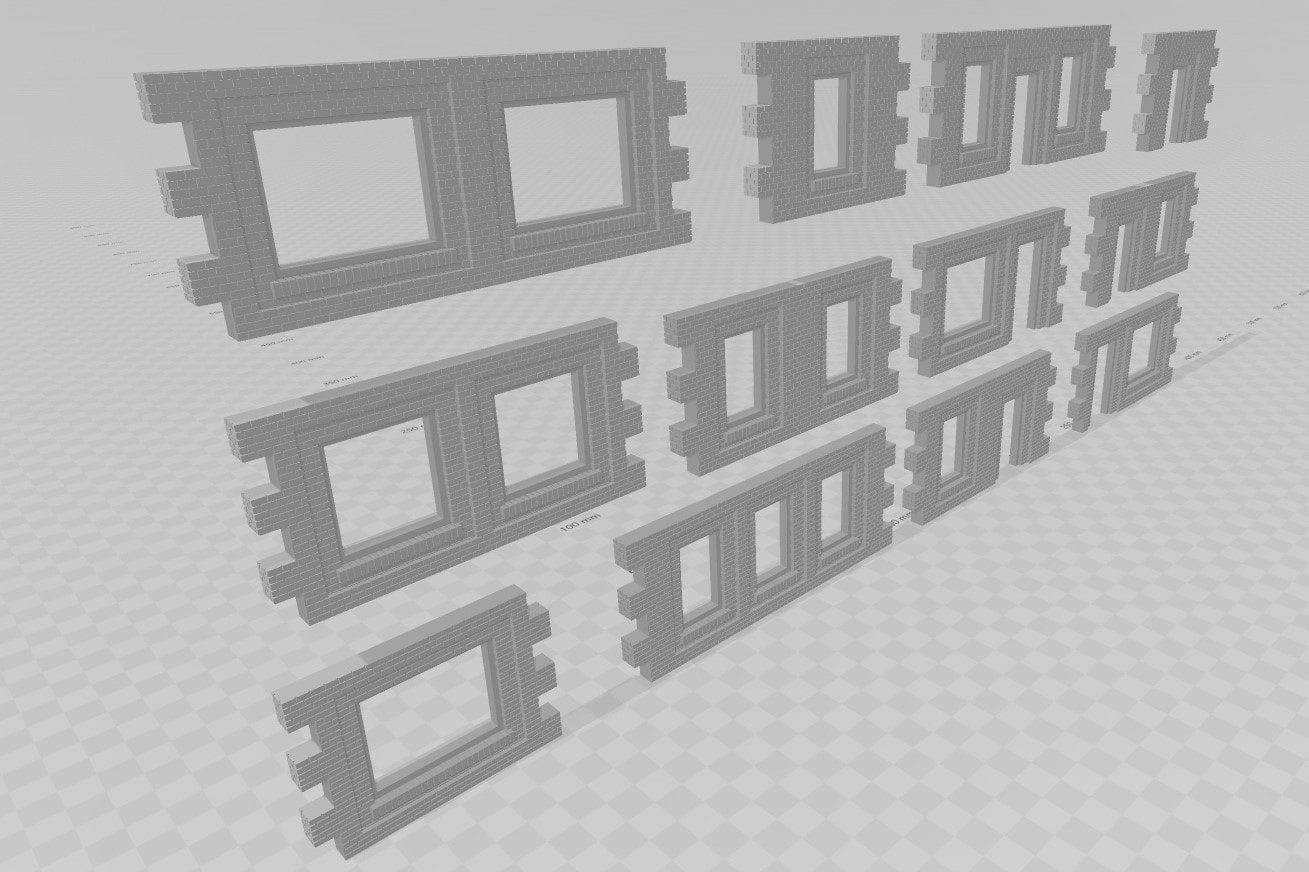 STL Building Creator Set #7 Recessed Windows by 18Charlie - Wargaming3D