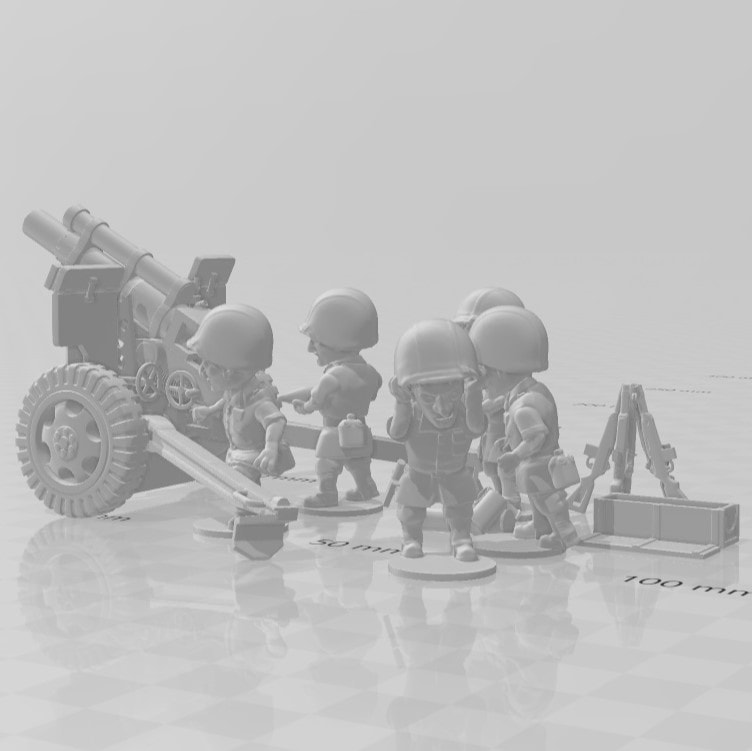 ToonKrieg M2A1 105mm Howitzer with USMC gun crew by 18Charlie - Wargaming3D
