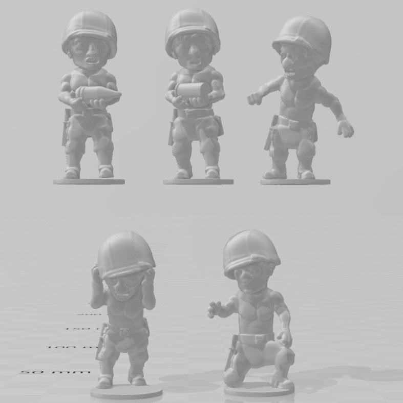 ToonKrieg USMC Gun Crew no shirt by 18Charlie - Wargaming3D