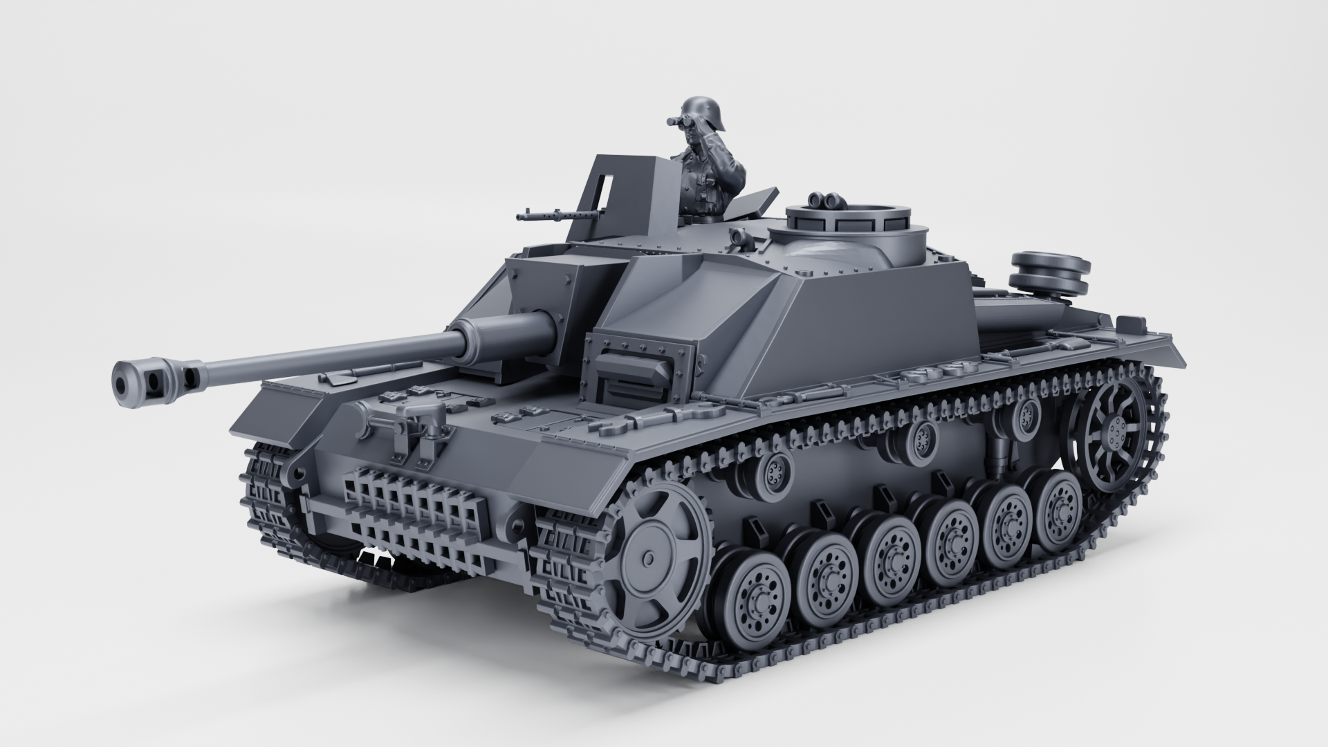 STUG III Ausf.G (early) + 3 Tankmen + side armor (standard+winter ...