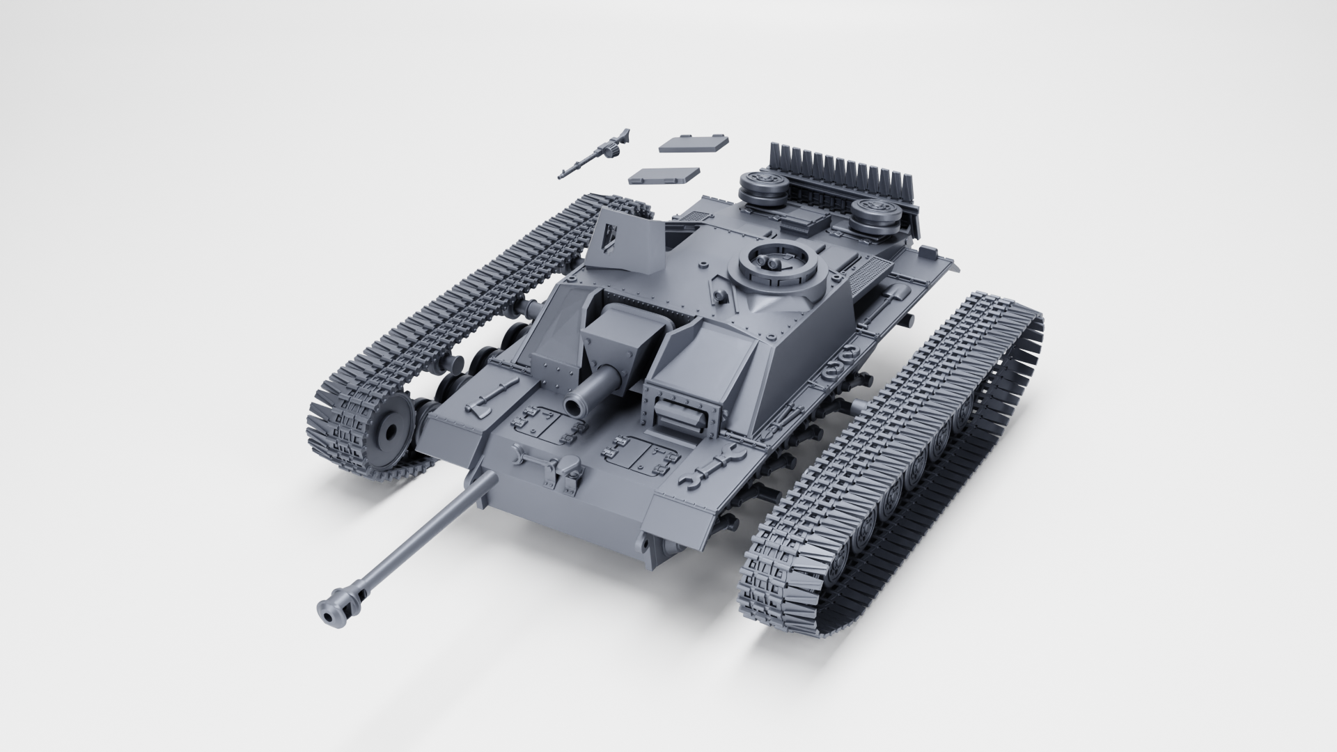 STUG III Ausf.G (early) + 3 Tankmen + side armor (standard+winter ...