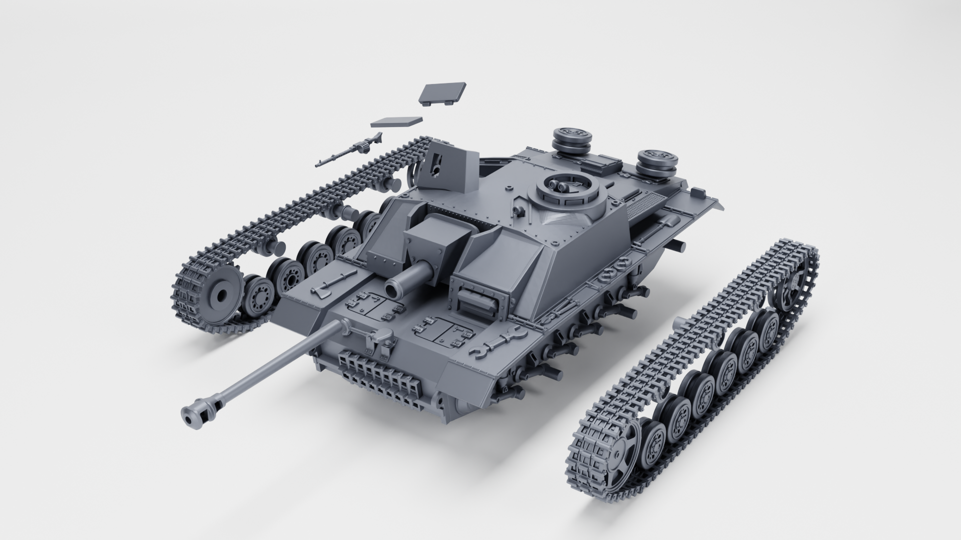 STUG III Ausf.G (early) + 3 Tankmen + side armor (standard+winter ...
