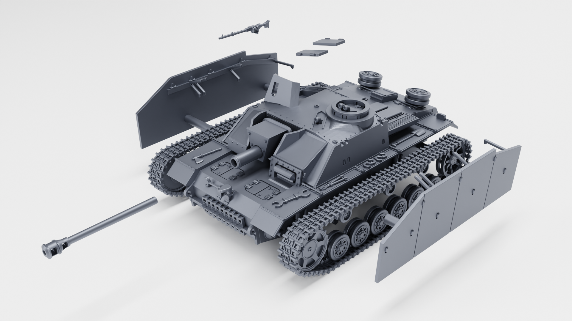 STUG III Ausf.G (early) + 3 Tankmen + side armor (standard+winter ...